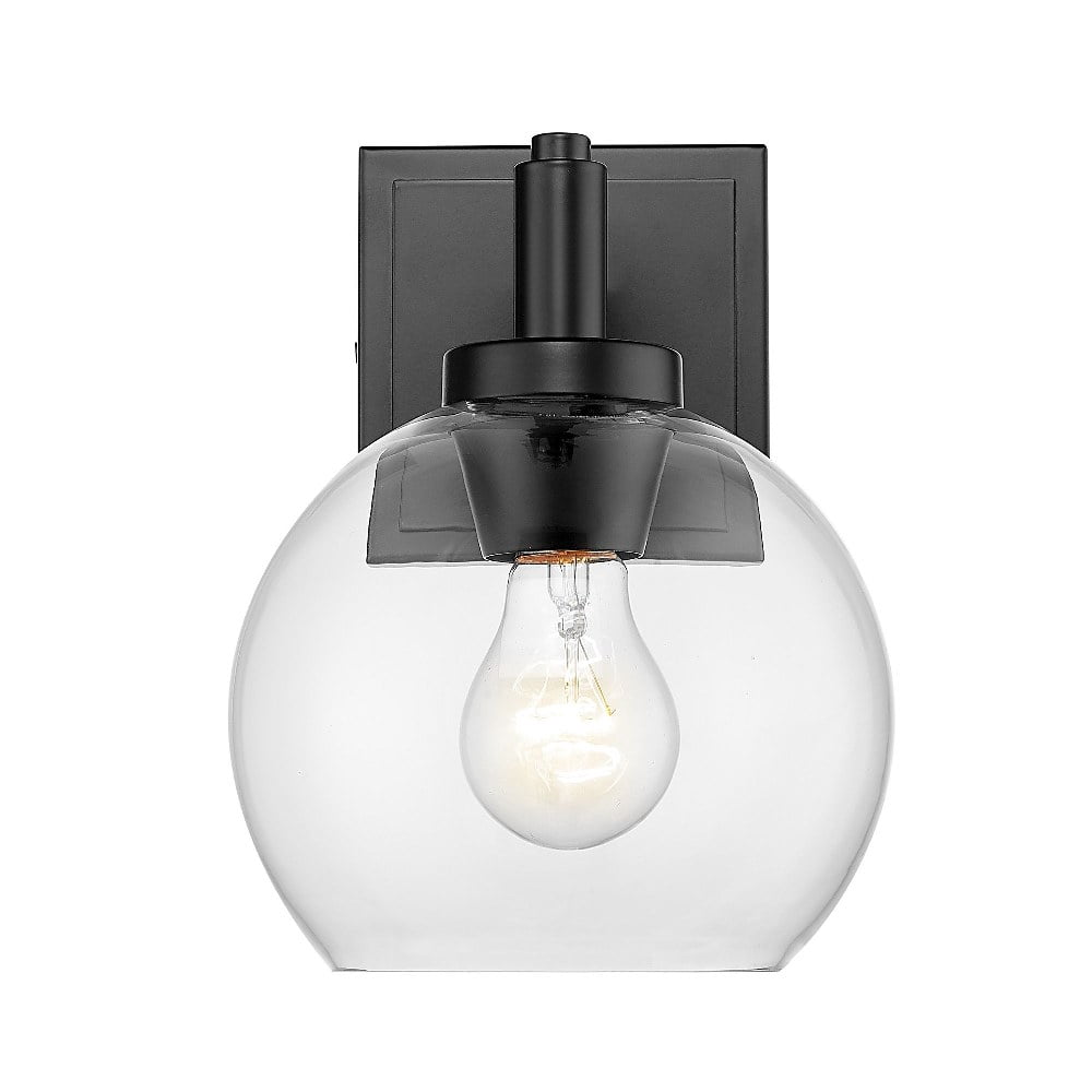 Galveston 1-Light Vanity Light in Matte Black with Clear Glass ...