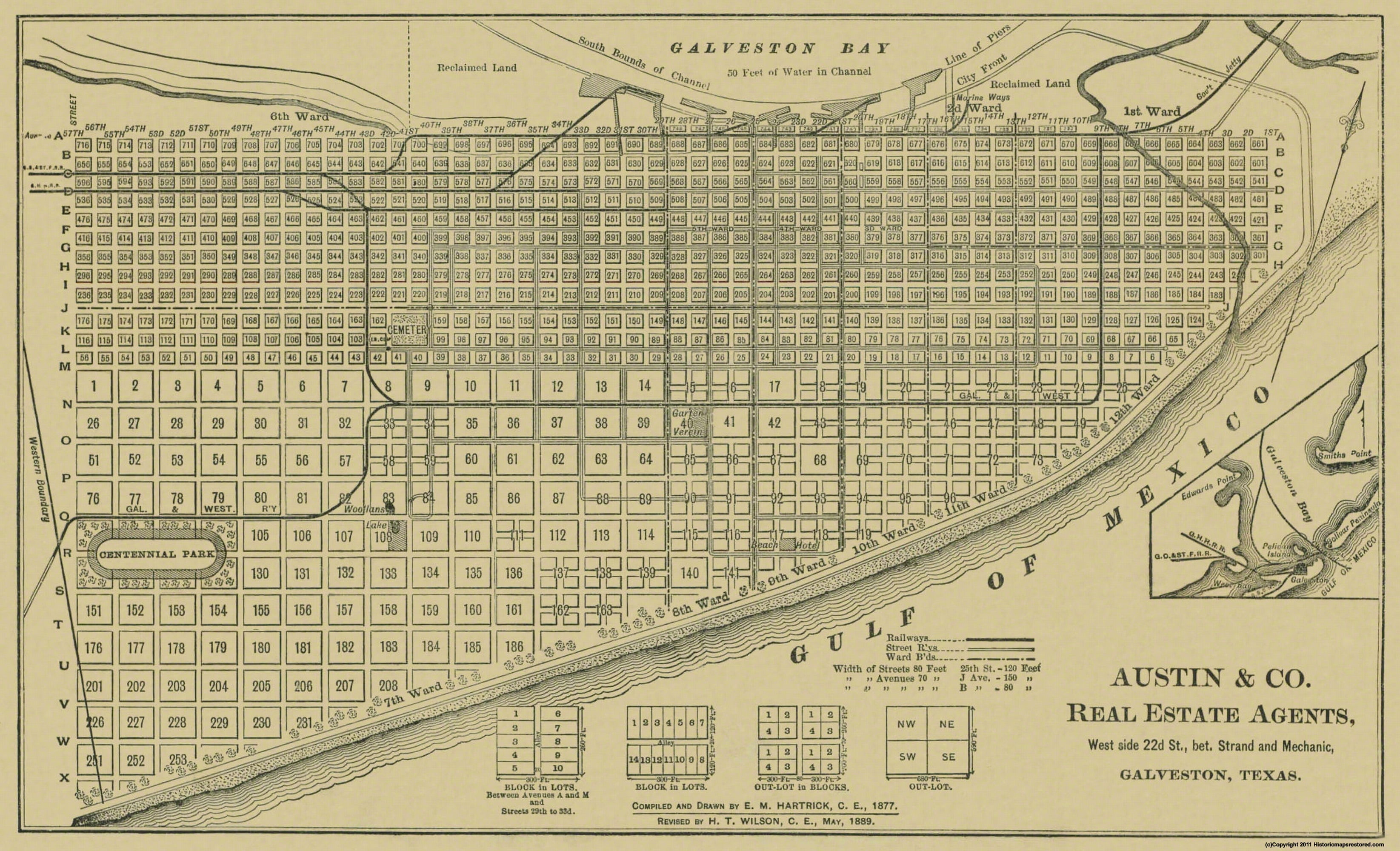 Historic City Map - Galveston Texas - Austin 1891 - 37.81 x 23 ...