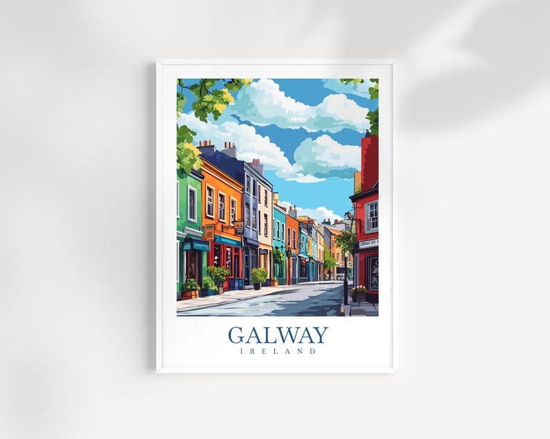 Galway Ireland Travel Print Wall Art - City & Coast Poster, Colorful ...