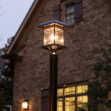 Outsunny 72" Solar Lamp Post, Triple-Head Street Light, All-Weather ...