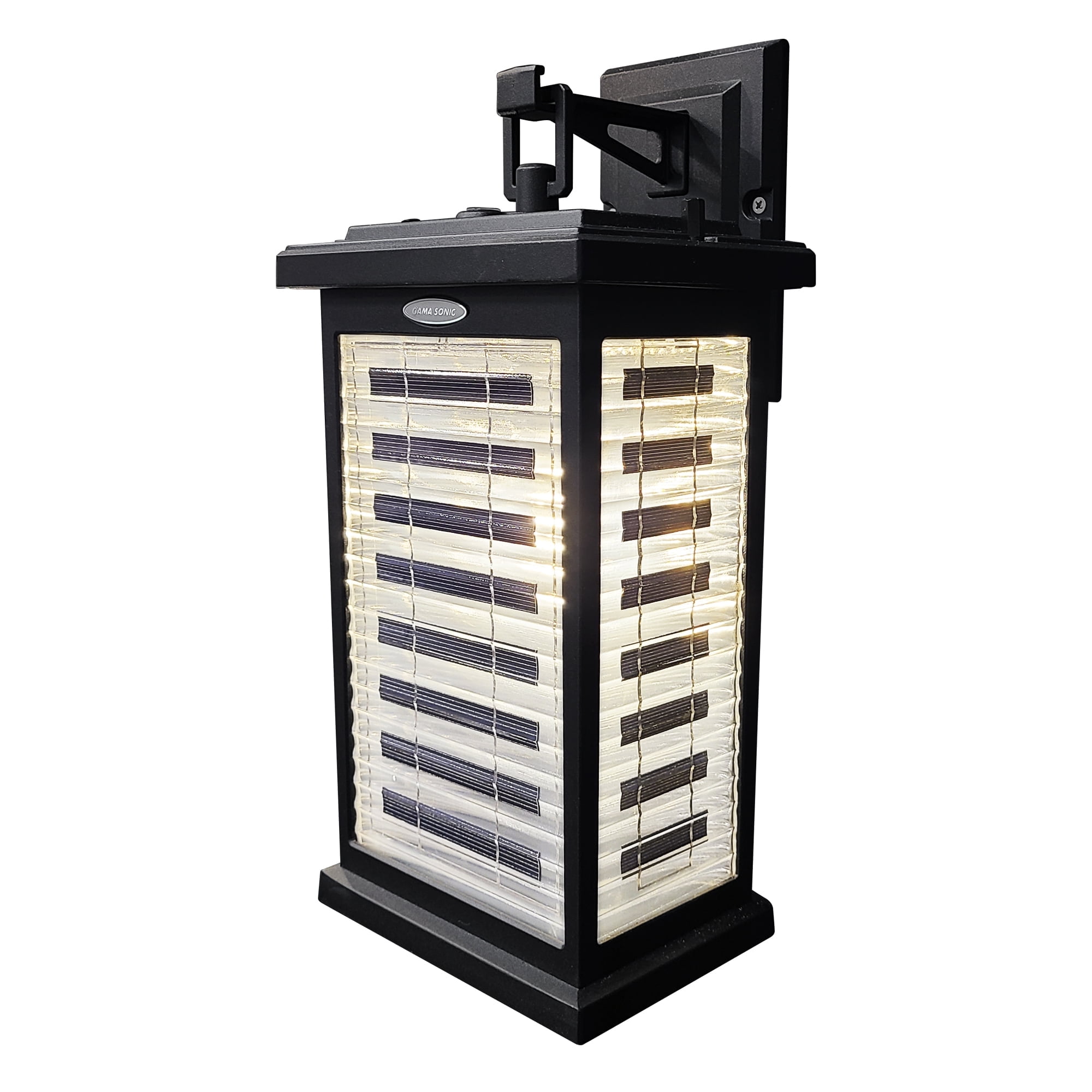 Gama Sonic Farmhouse Outdoor Solar Wall Light, Black Cast Aluminum ...
