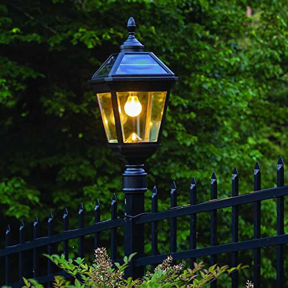 Gama Sonic Imperial Bulb Solar Outdoor Post Light, Black Aluminum ...