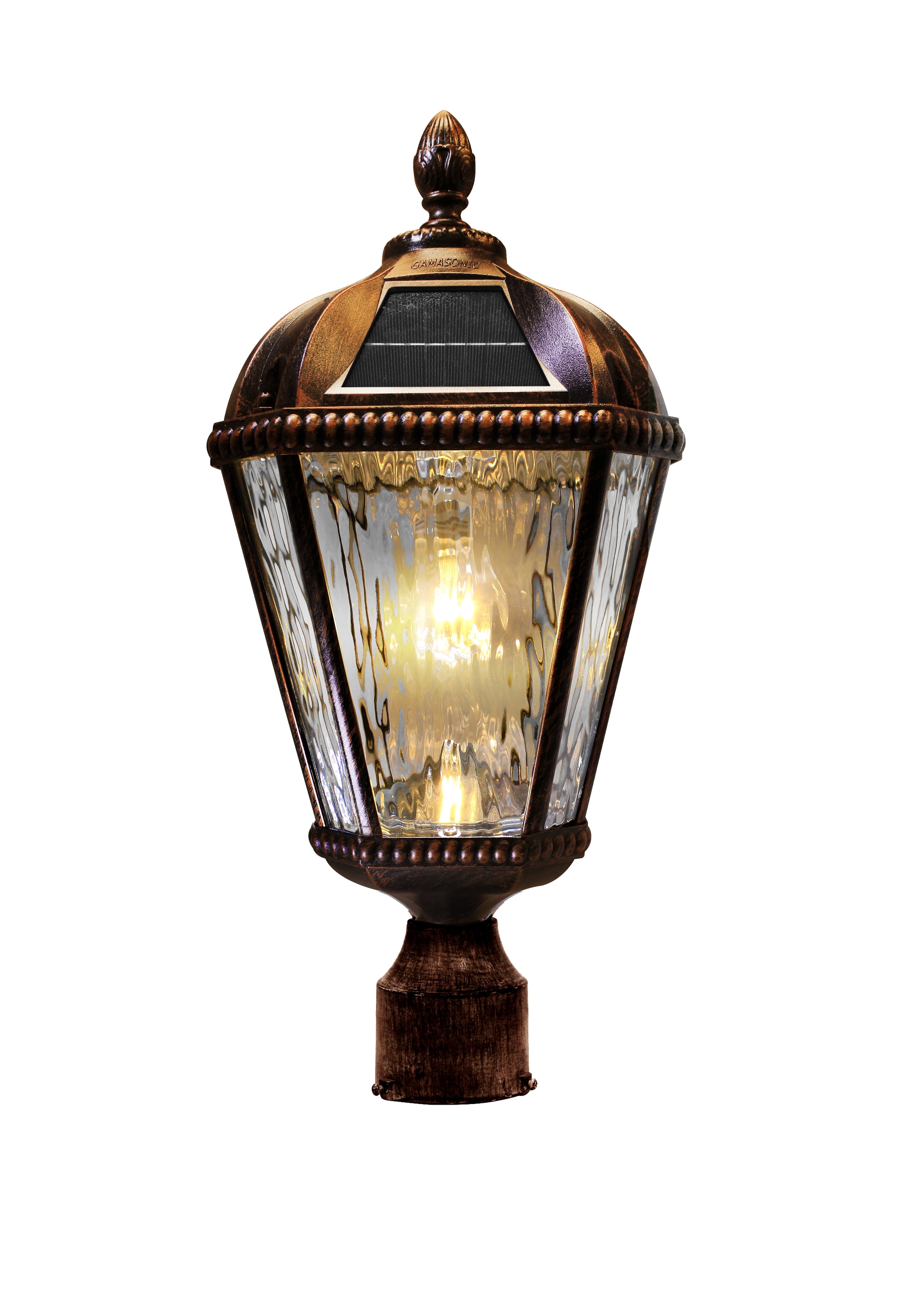 Gama Sonic Outdoor Solar Post Light, Brushed Bronze Finish Aluminum ...