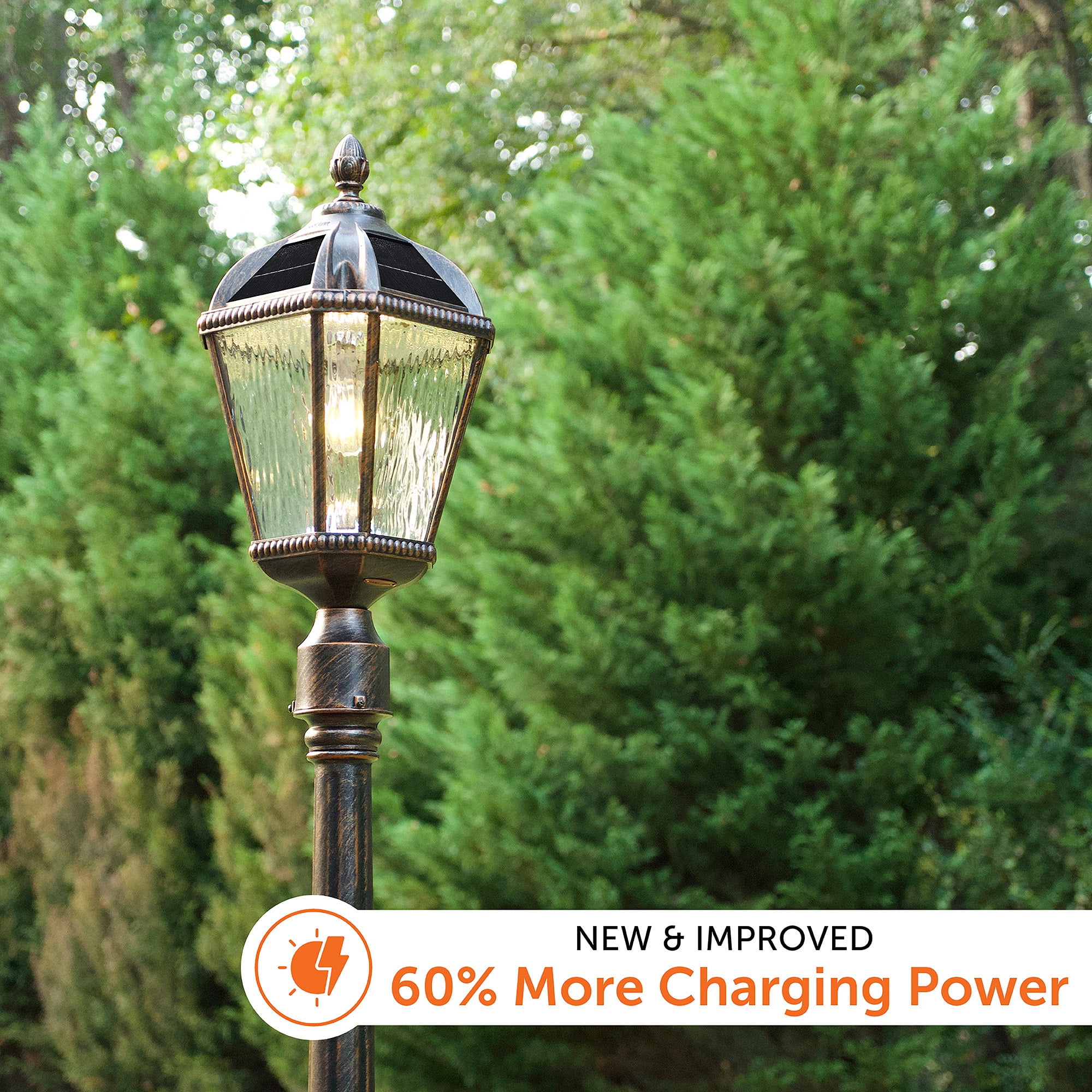 Gama Sonic Outdoor Solar Post Light, Brushed Bronze Finish Aluminum ...