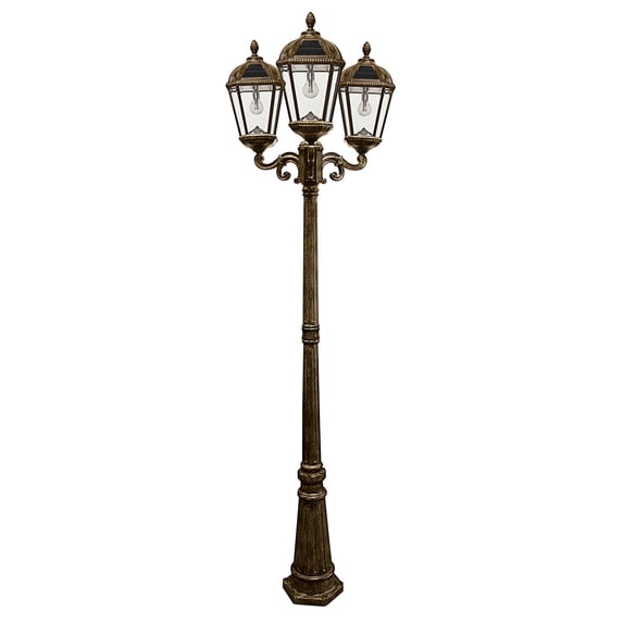 Gama Sonic Solar LED Lamp Post, 89 inch, Outdoor Triple Head, Weathered ...