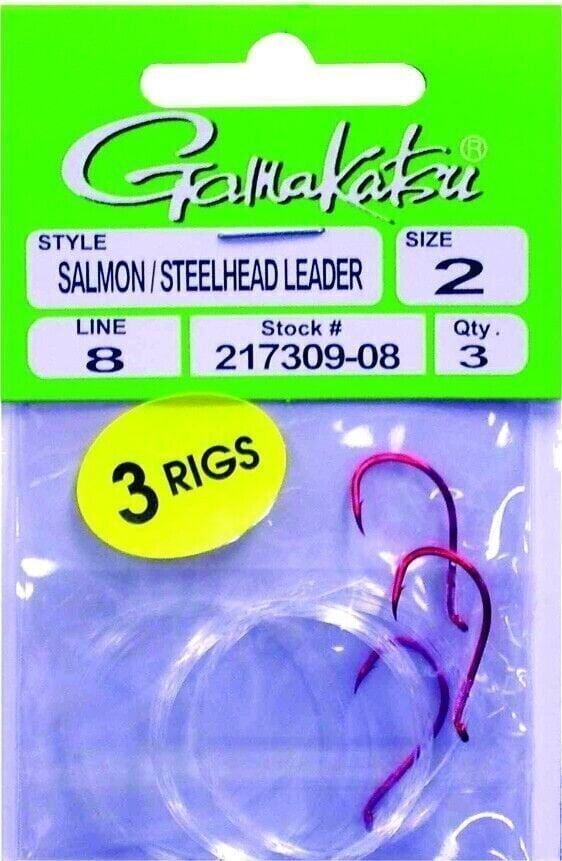 Gamakatsu 217309-08 Salmon/Steelhead Leader 8LB Red Size 2/0 Package Of ...