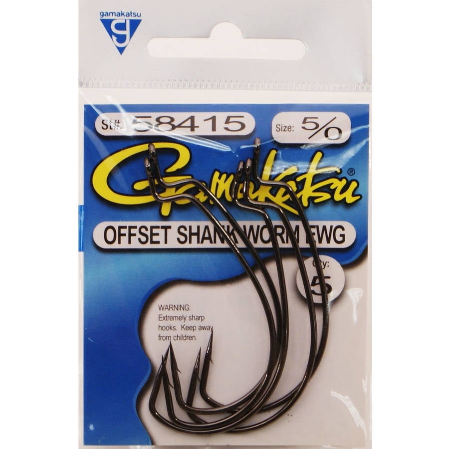 Gamakatsu Worm Offset EWG Hook in High Quality Carbon Steel, Size 5/0 ...