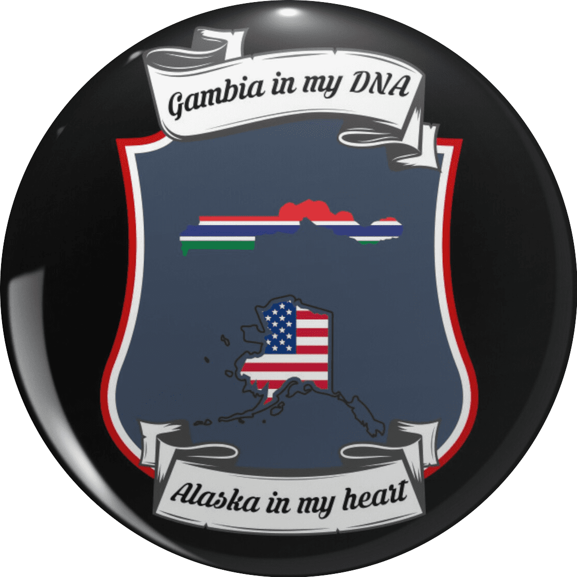 Gambia in my DNA, Alaska in my heart Heritage Pin Lapel Pin Brooch ...