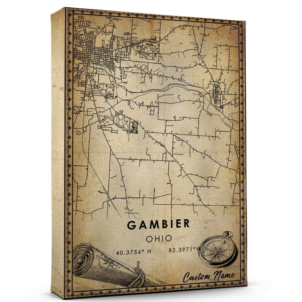 Gambier Map Poster, Ohio Map Art Poster, Canvas, Gambier Map City ...