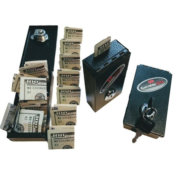 Gamble Box Metal Key Lock Safe for Cash Storage, Compact, Pocket Size ...