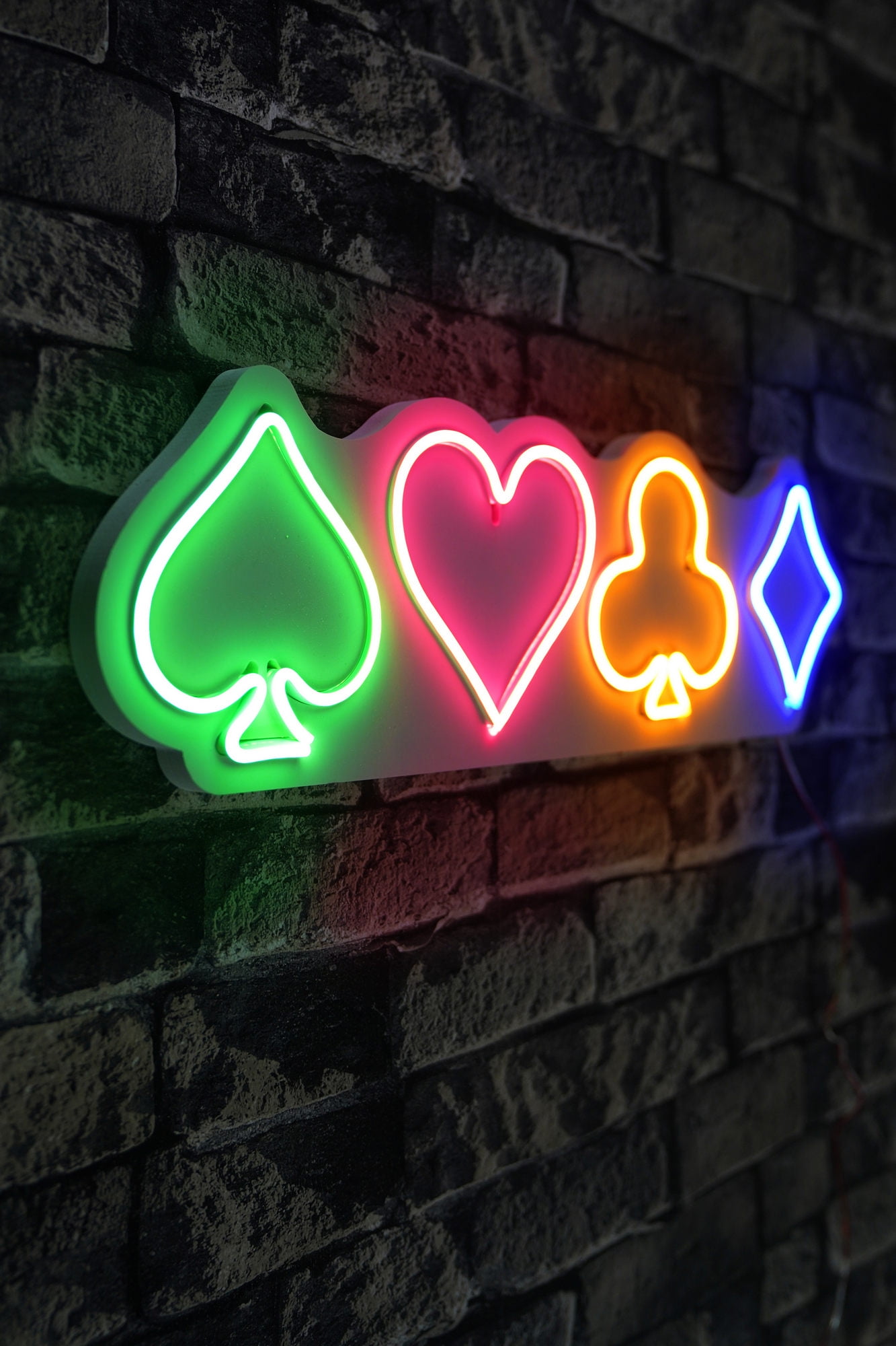 Gambler Poker Neon Light, Glow Your Space with Multicolor Playing Cards ...