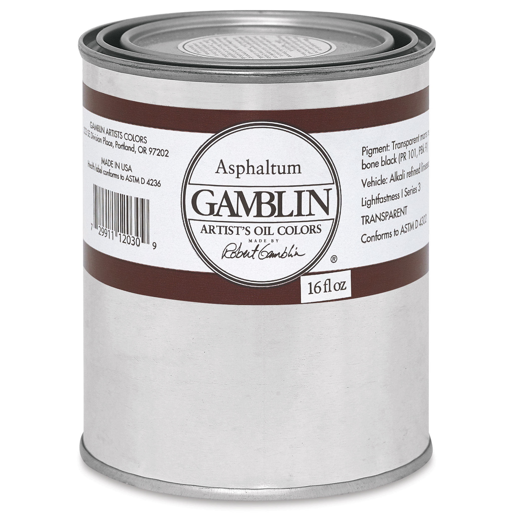 Gamblin Artist's Oil Color - Asphaltum, 16 oz Can - Walmart.com