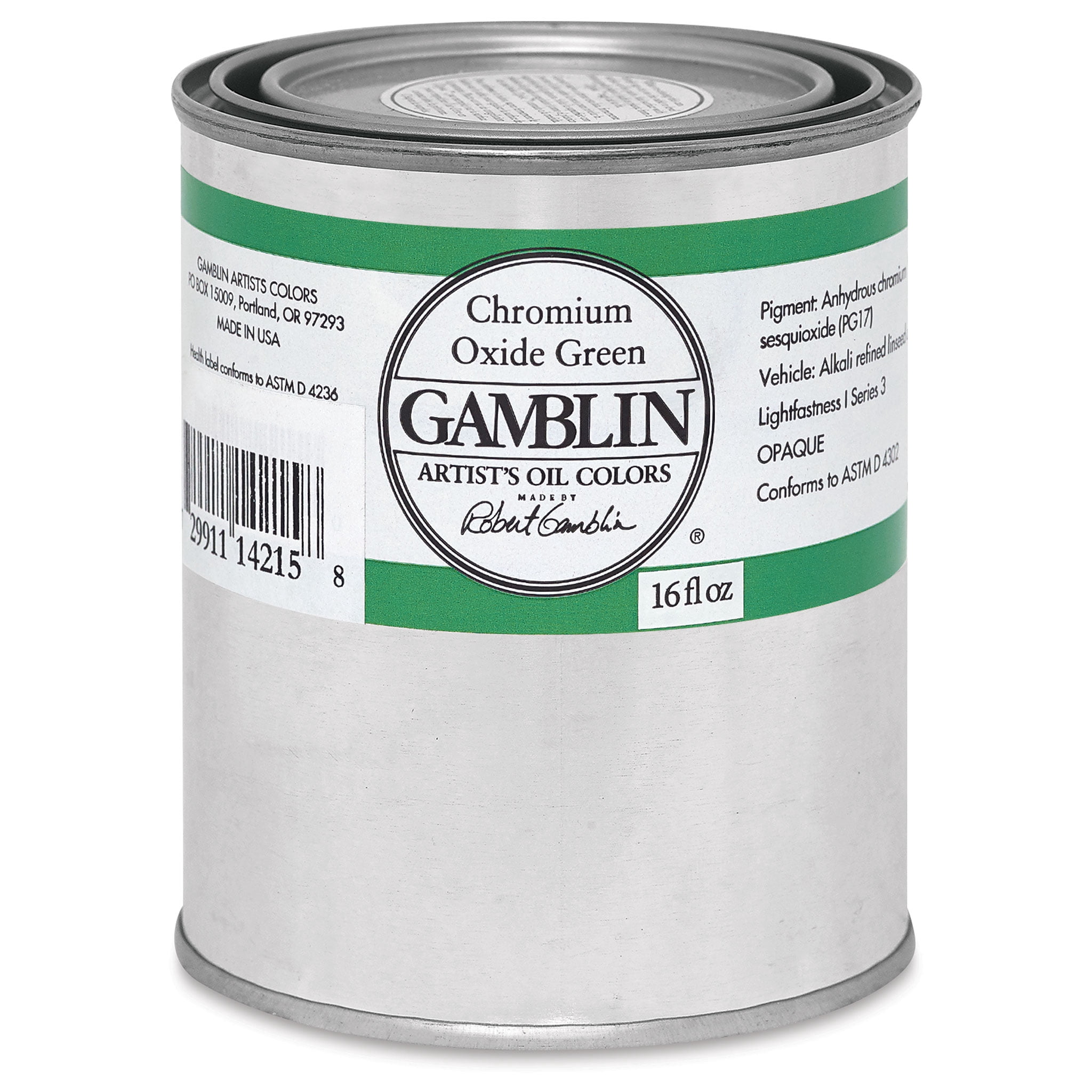 Gamblin Artist's Oil Color - Chromium Oxide Green, 16 oz Can - Walmart.com