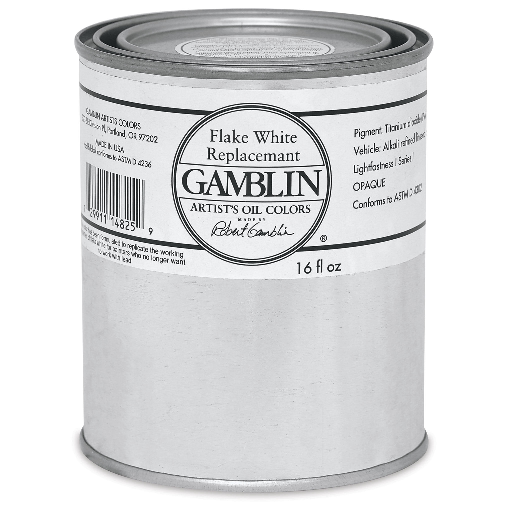 Gamblin Artist's Oil Color - Flake White Replacement, 16 oz Can ...