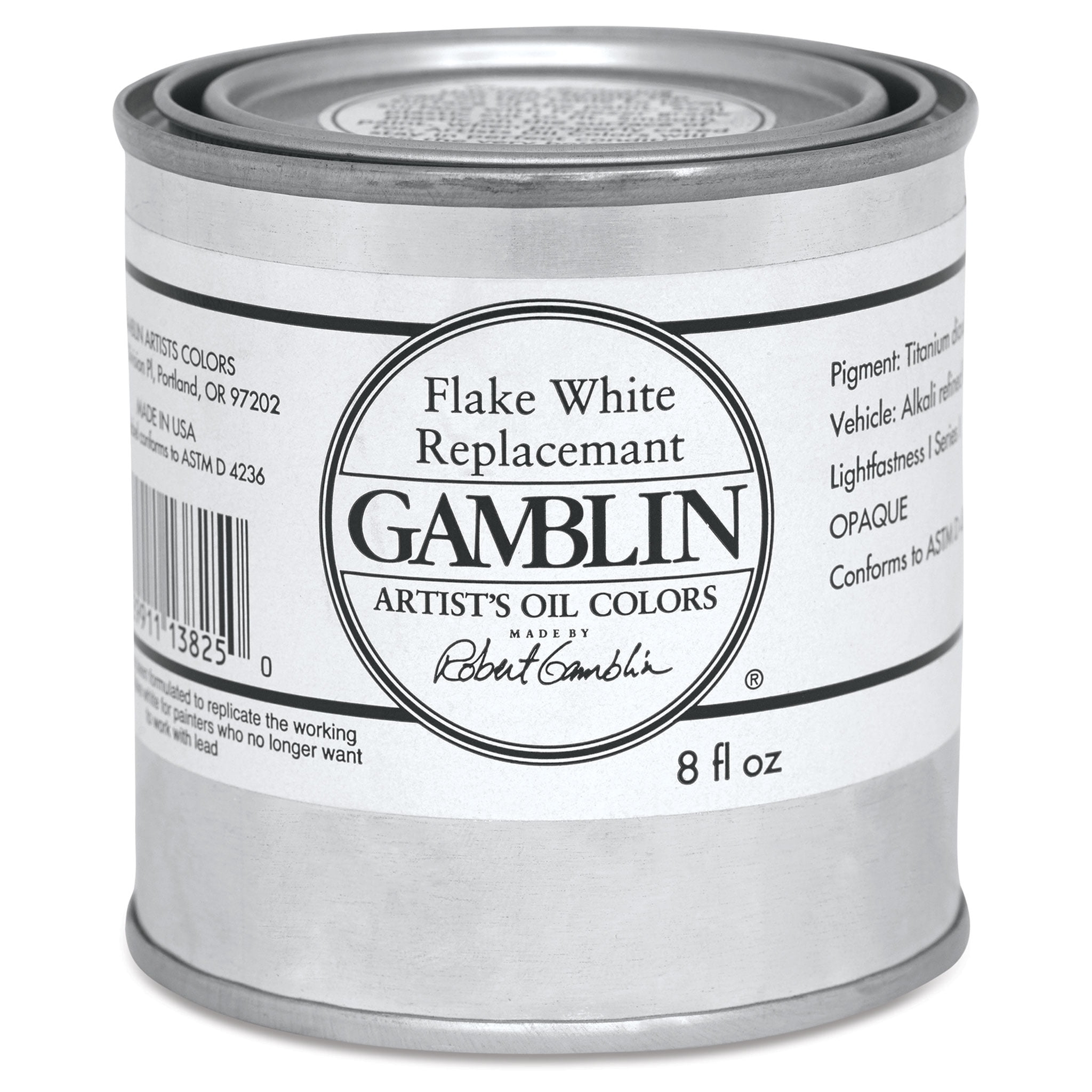 Gamblin Artist's Oil Color - Flake White Replacement, 8 oz Can ...