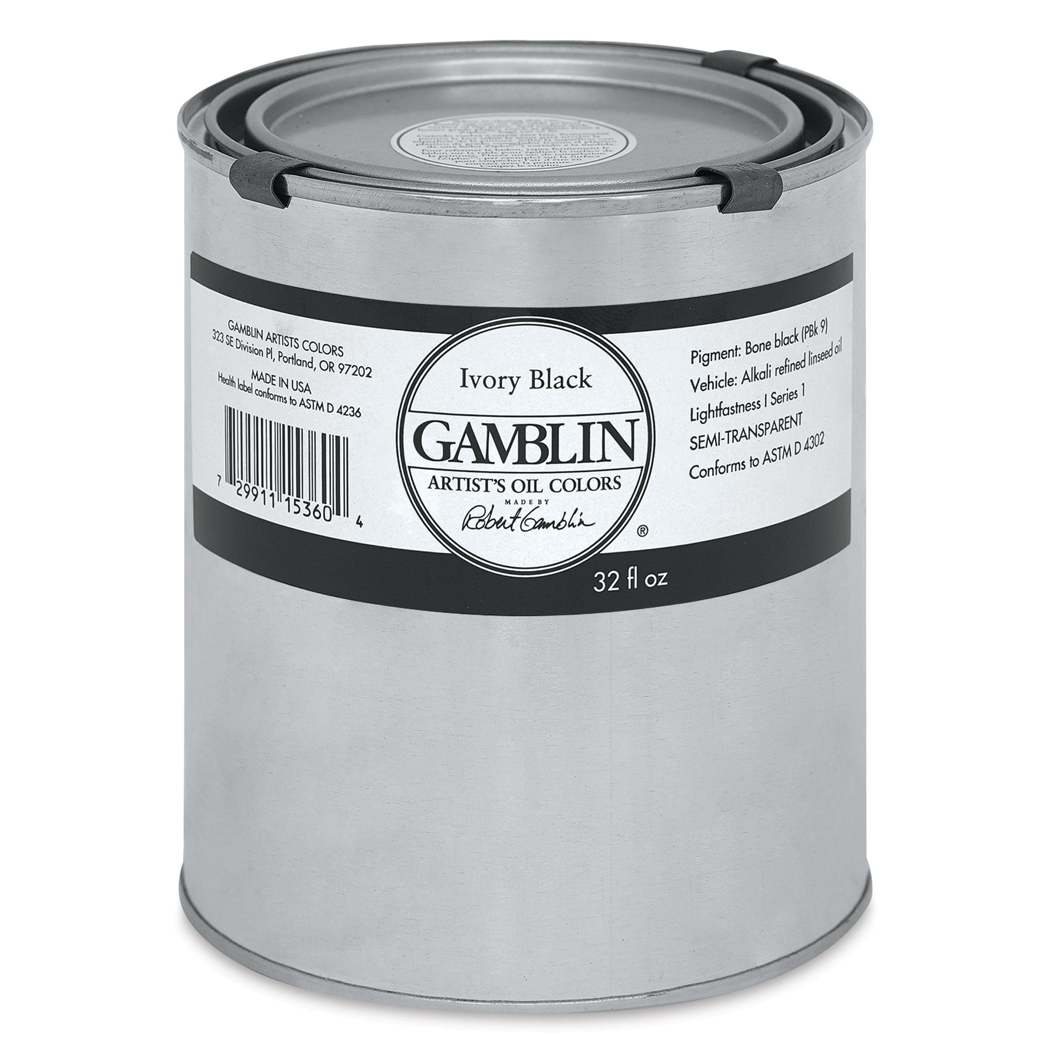 Gamblin Artist's Oil Color - Ivory Black, 32 oz Can - Walmart.com