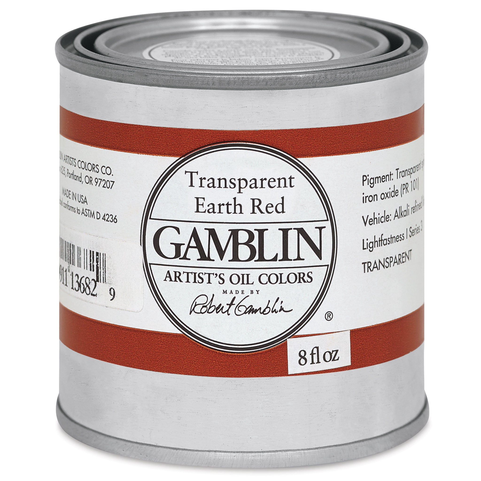 Gamblin Artist's Oil Color - Transparent Earth Red, 8 oz Can - Walmart.com