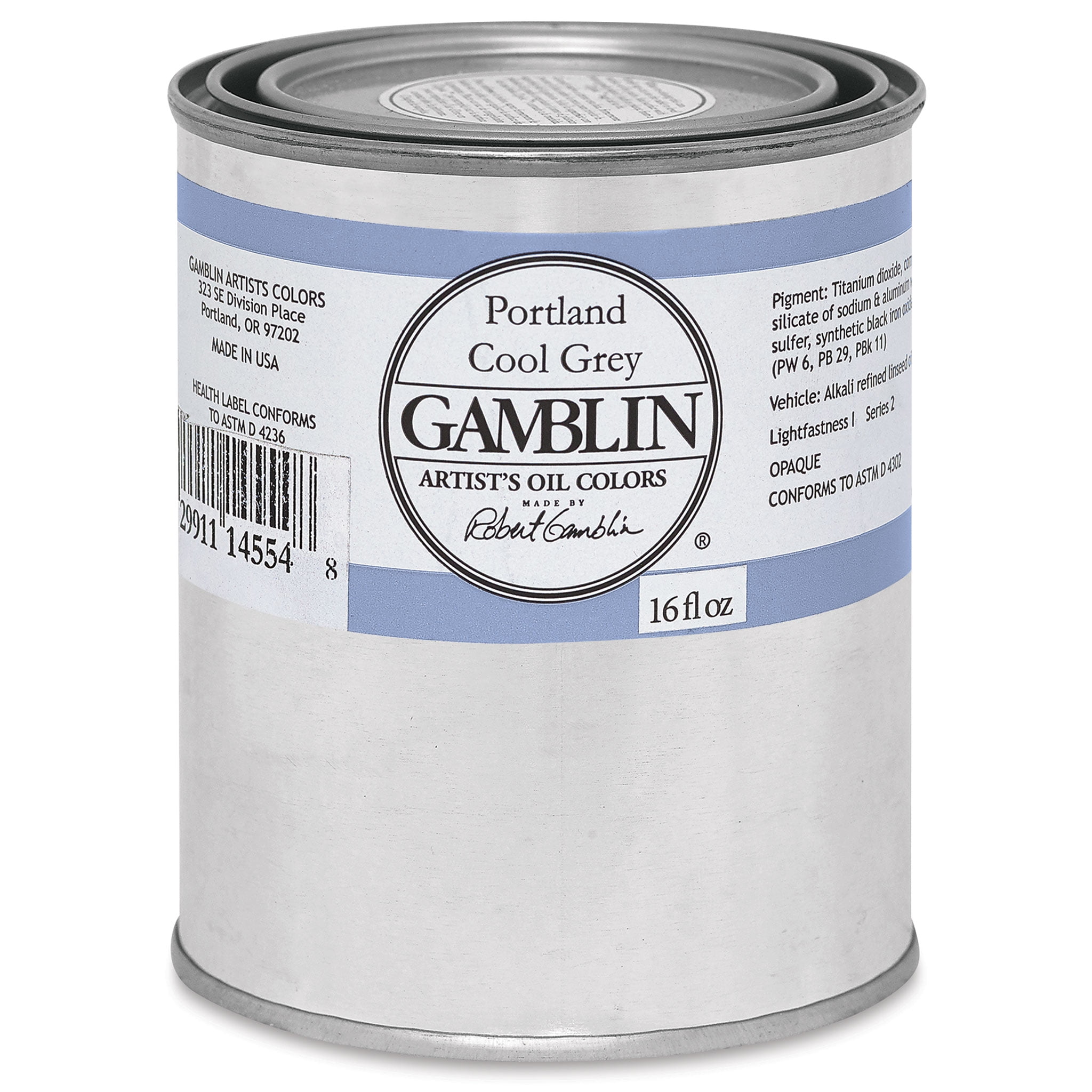 Gamblin Artists' Oil Color - Portland Cool Gray, 16 oz can - Walmart.com