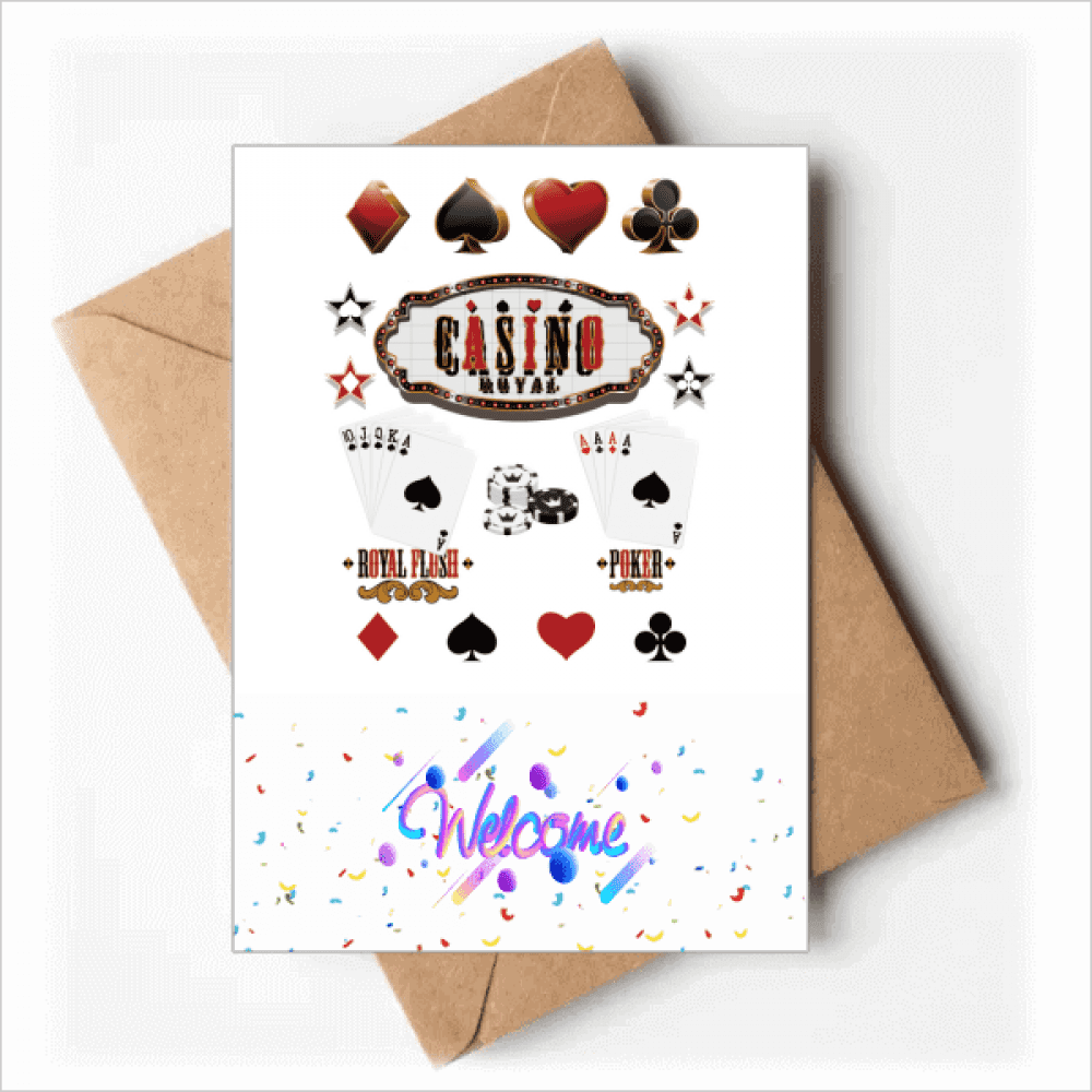 Gambling Utensils Pattern Playing Cards Welcome Back Greeting Cards ...