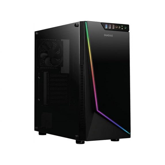 Gamdias ARGUS M1 Black Steel / Plastic / Tempered Glass ATX Mid Tower ...