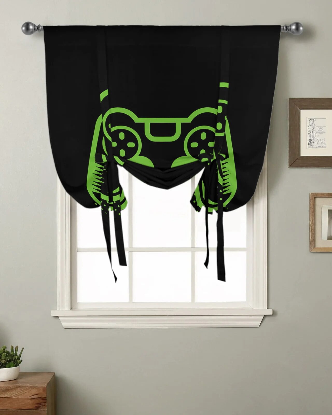 Game Art Handle Decoration Green Curtain for Living Room Kitchen Tie-up ...