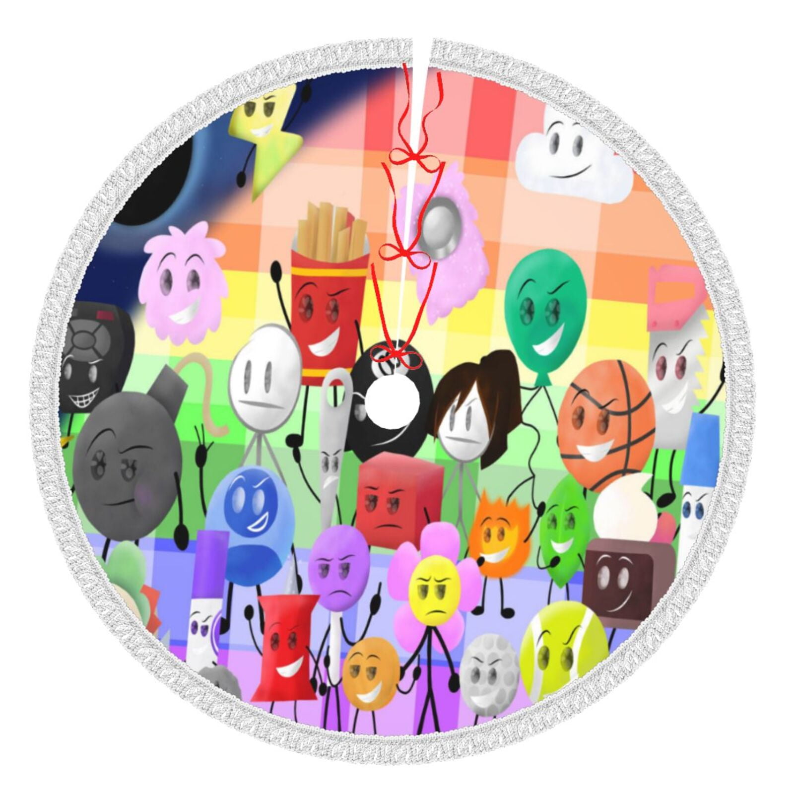 Game BFDI Battle For Dream Island Christmas Tree Skirt with Tassels ...
