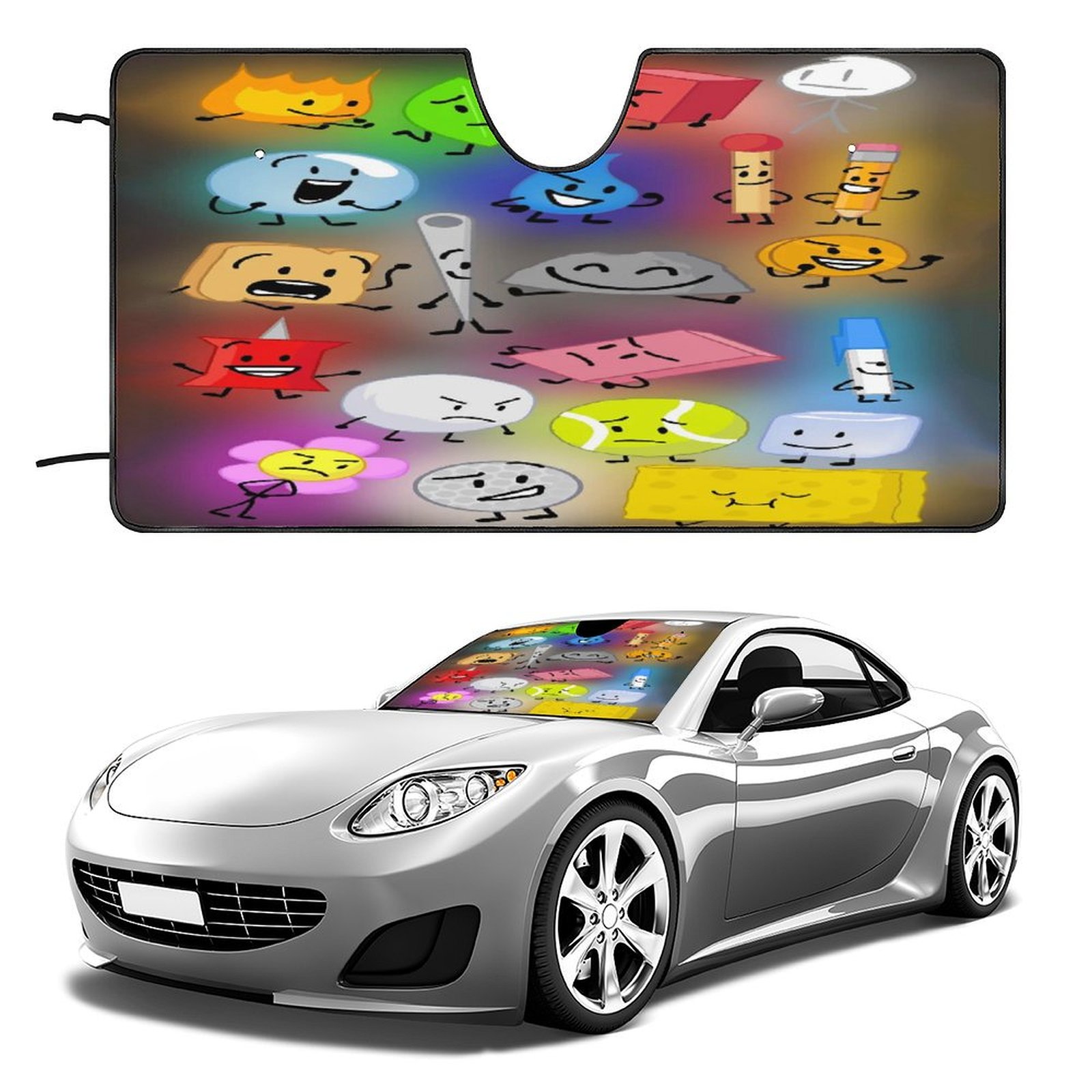 Game BFDI Battle For Dream Island Foldable Car Windshield Sun Shades ...