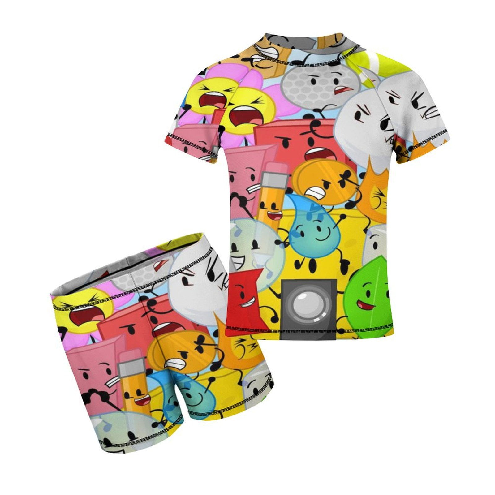 Game BFDI Battle For Dream Island Summer Swimwear For Boys 2PCS Rash ...