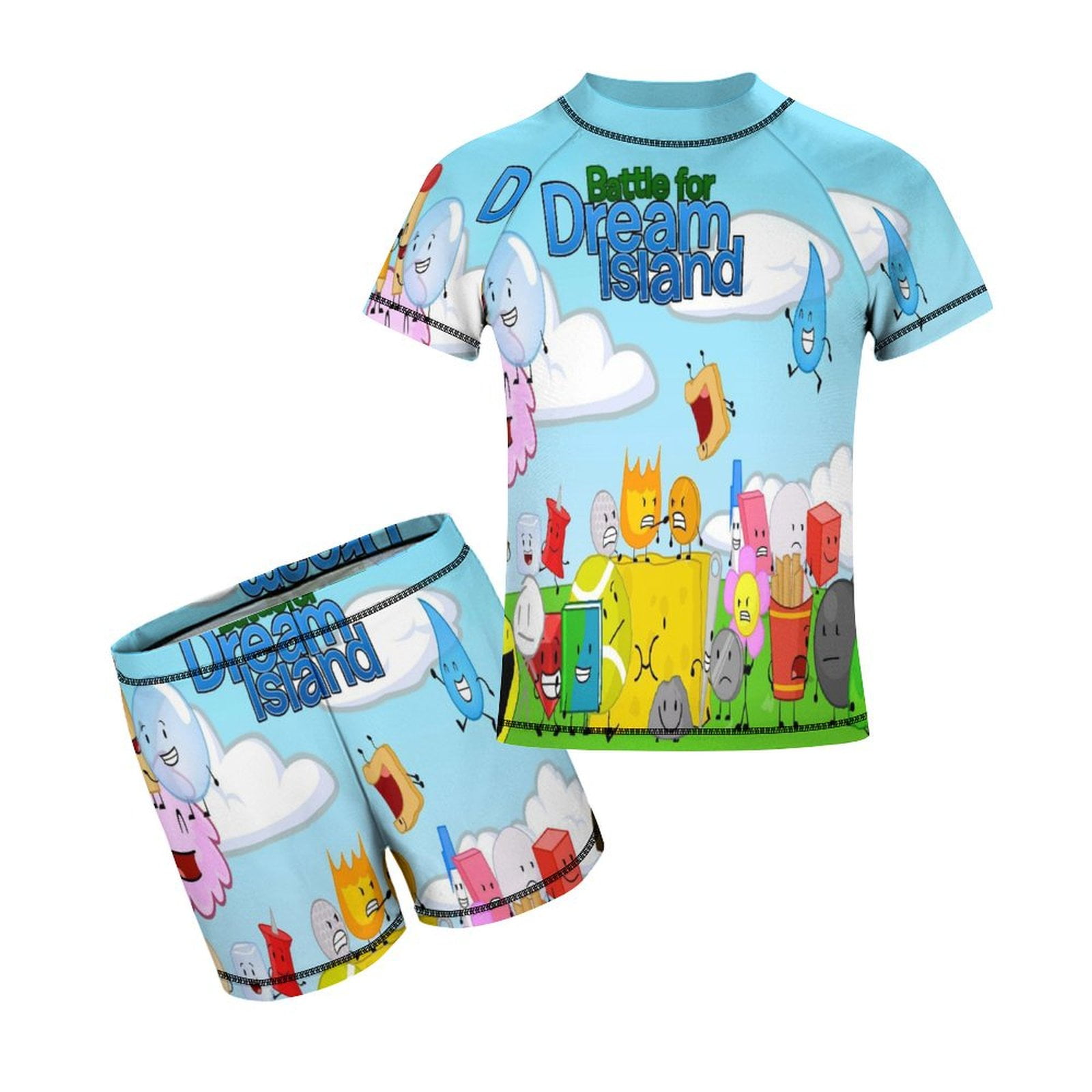 Game BFDI Battle For Dream Island Summer Swimwear For Boys 2PCS Rash ...