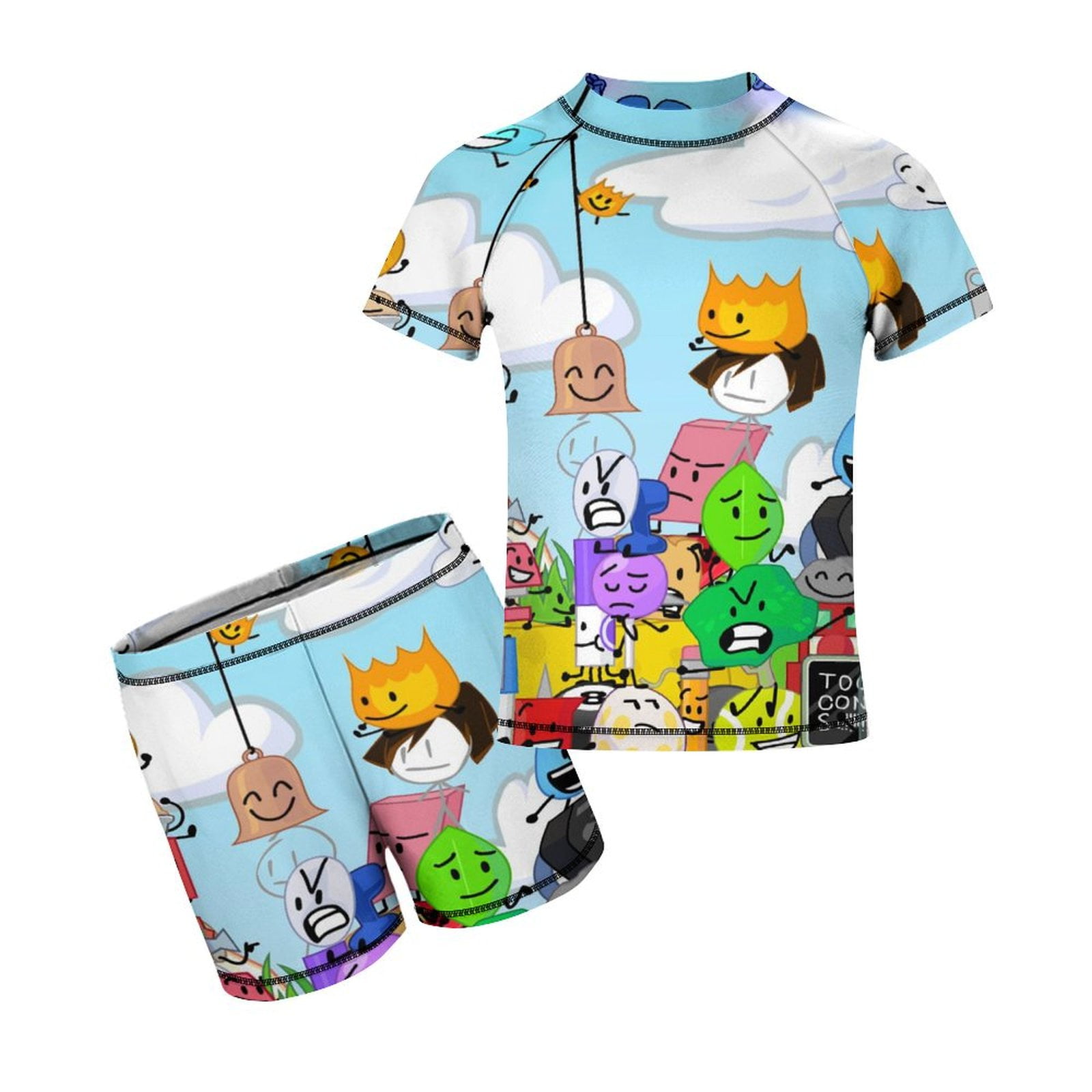 Game BFDI Battle For Dream Island Summer Swimwear For Boys 2PCS Rash ...