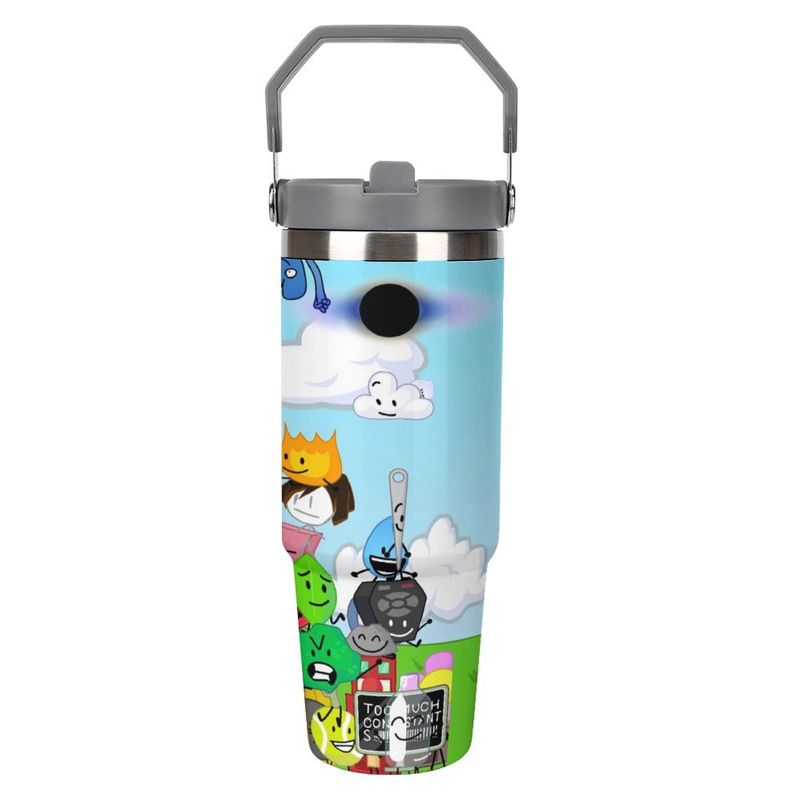 Game BFDI Battle For Dream Island Tumbler with Lid Straw Top Handle ...