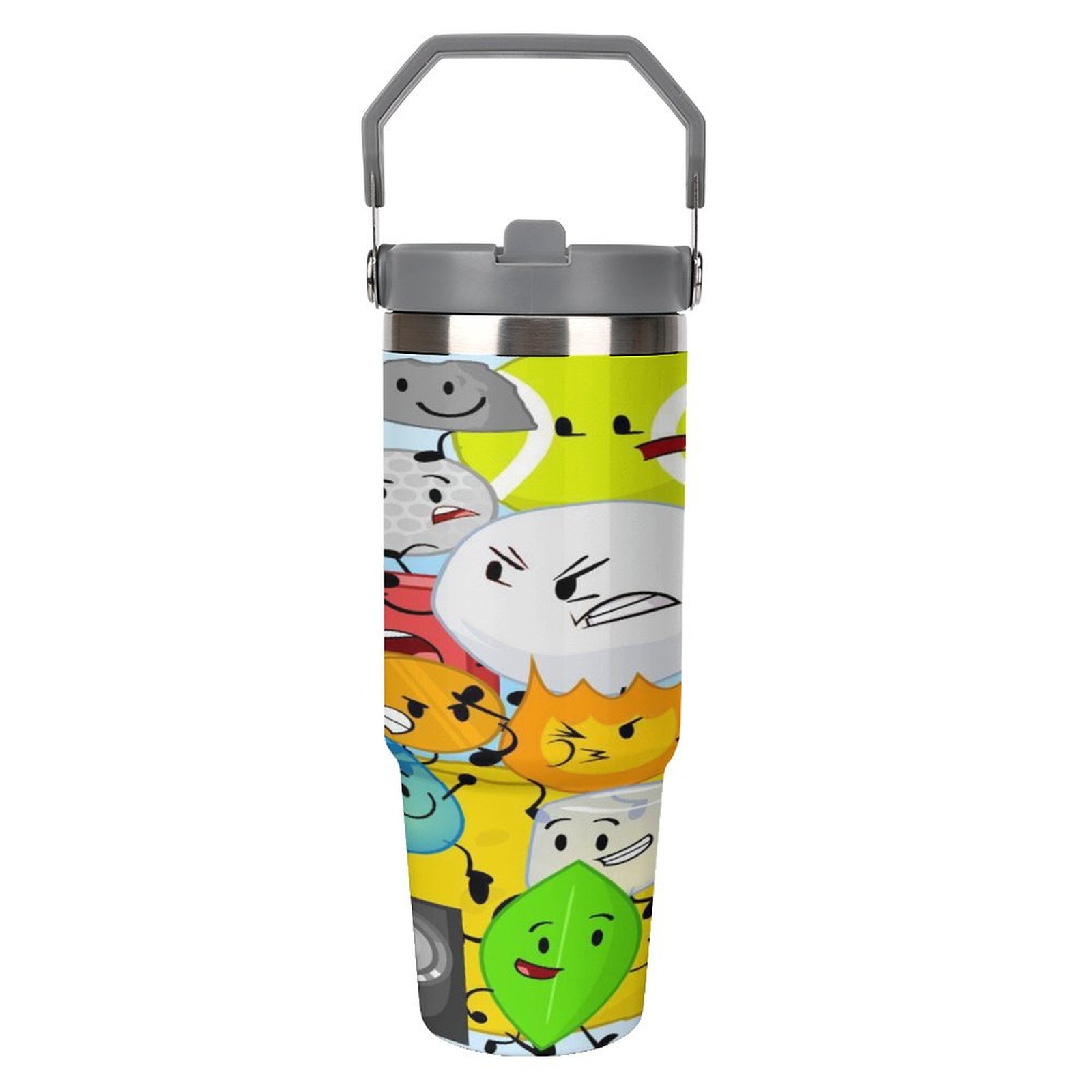 Game BFDI Battle For Dream Island Tumbler with Lid Straw Top Handle ...