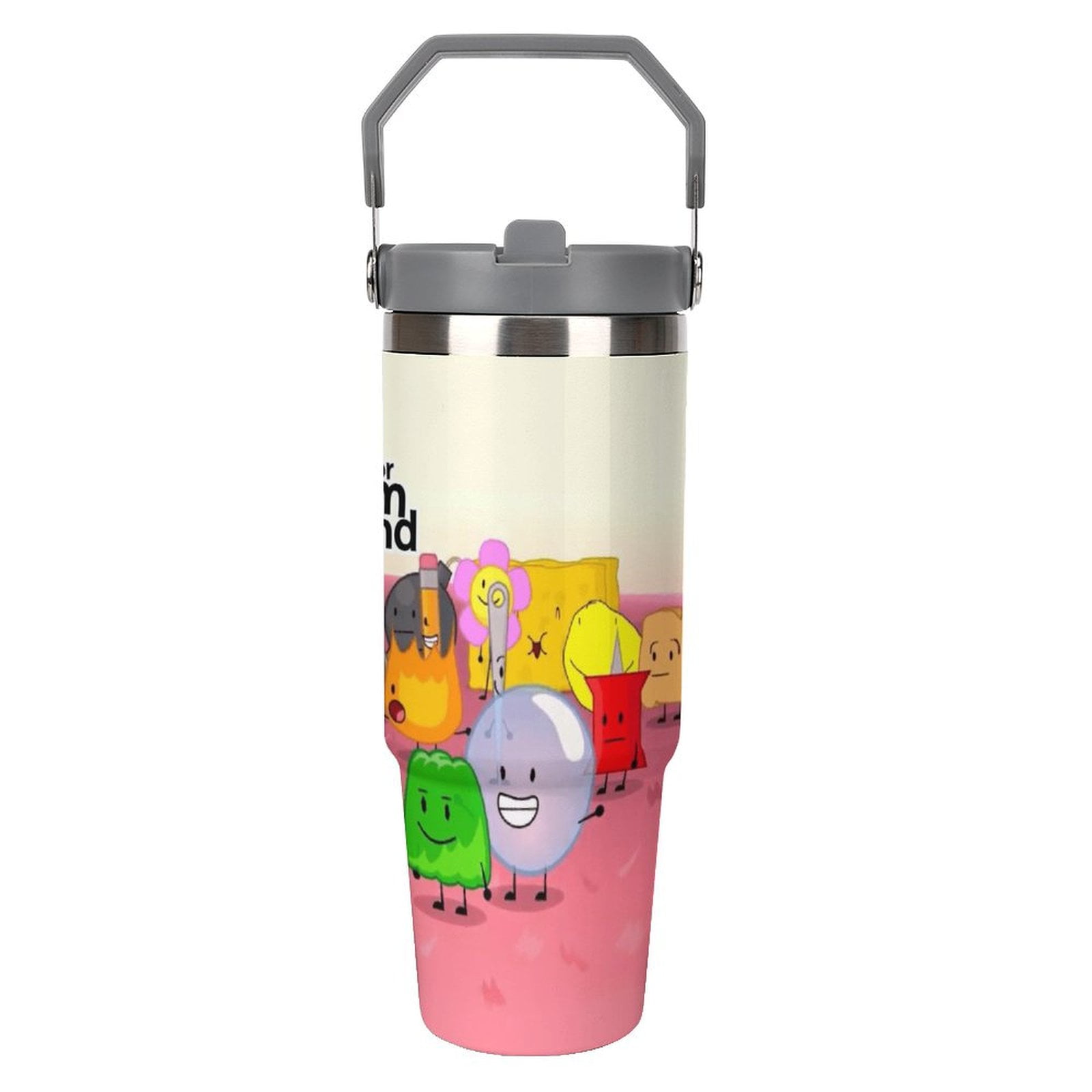 Game BFDI Battle For Dream Island Tumbler with Lid Straw Top Handle ...