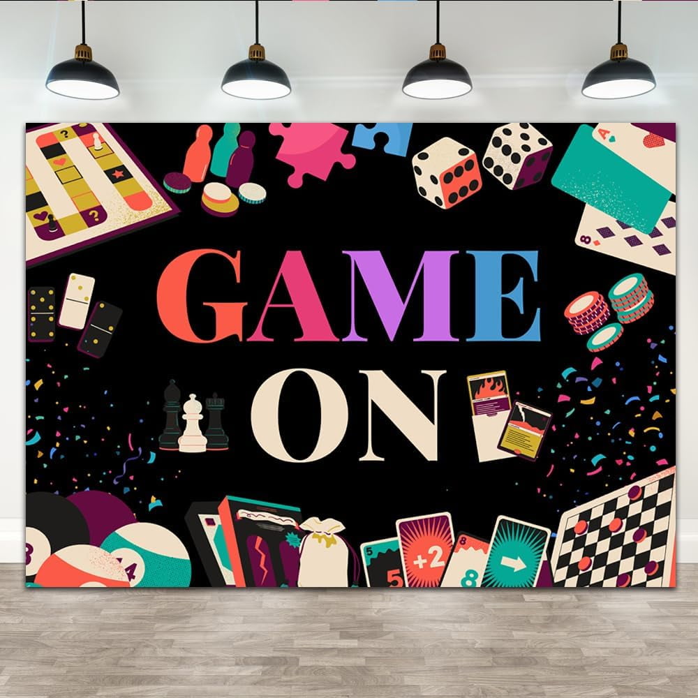 Game On Backdrop Chess Card Gambling for Boys Birthday Photography ...