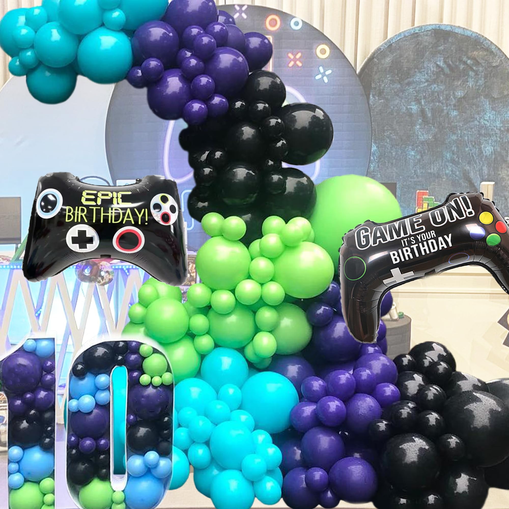 Game Balloon Garland Kit for Birthday: Tiffany Blue, Black, Purple ...