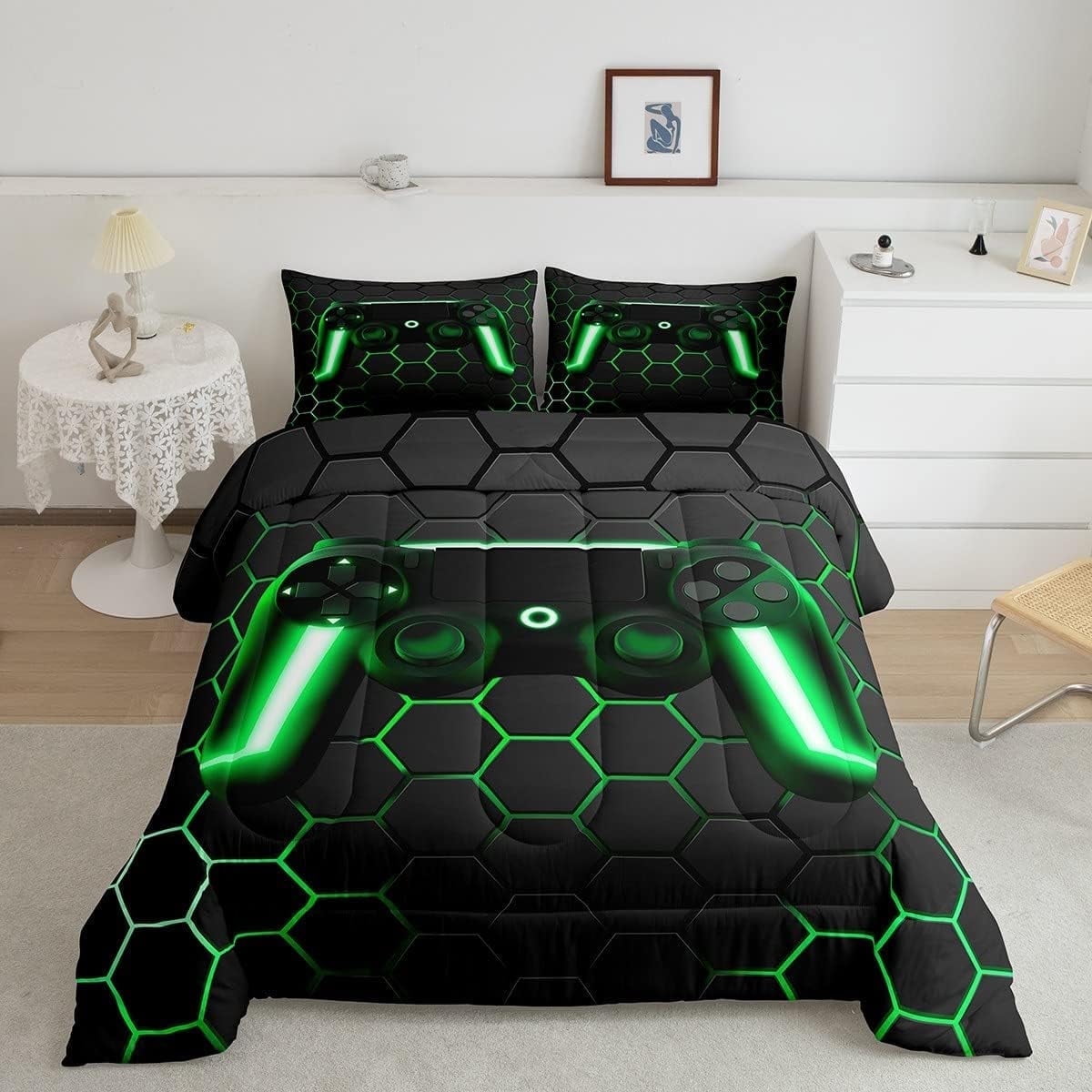 Game Bedding Sets ,Gaming Comforter Set Queen, Gamer Duvet Set Neon ...