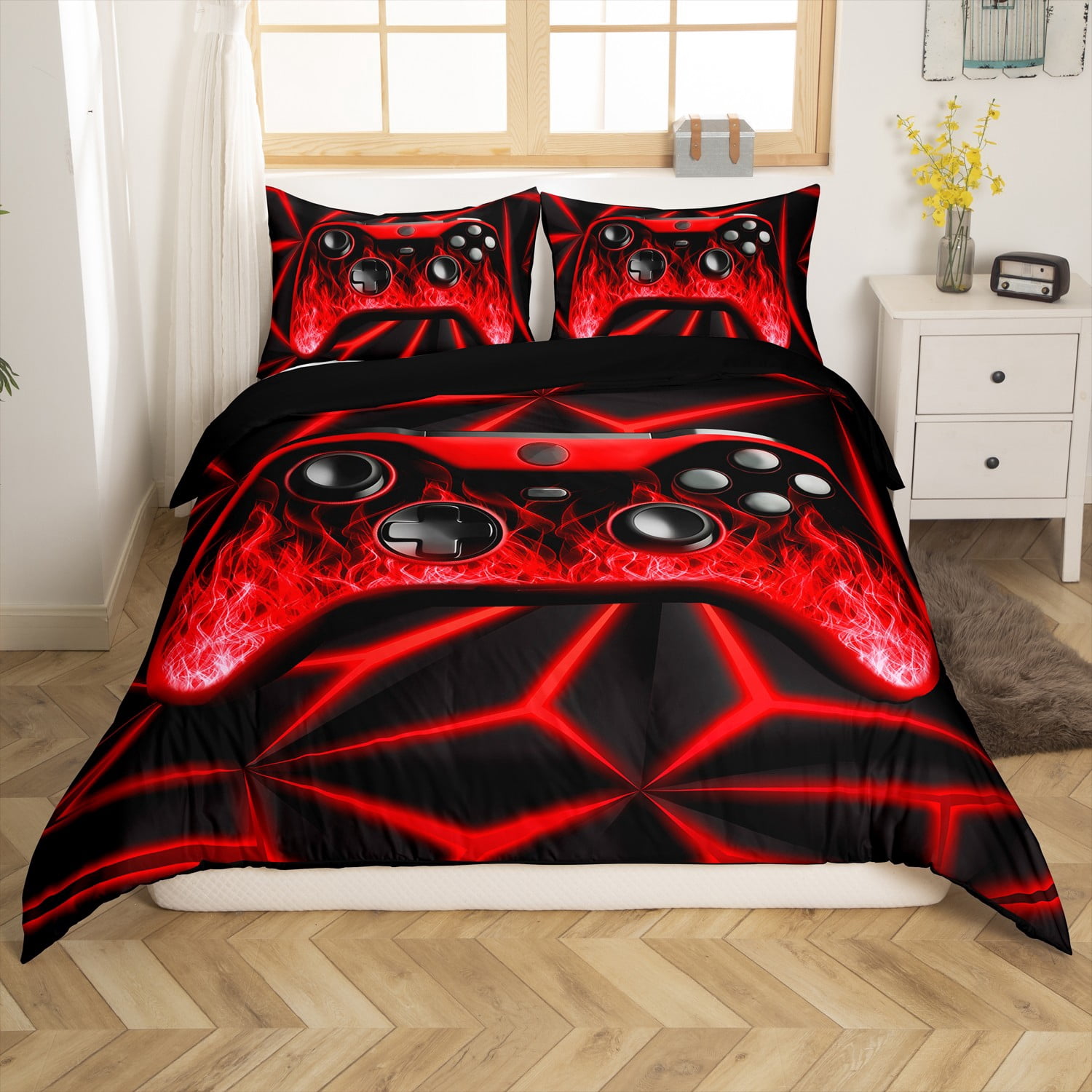 Game Bedding Sets Gamer Gifts, 3D Geometric Gaming Duvet Cover for Game ...