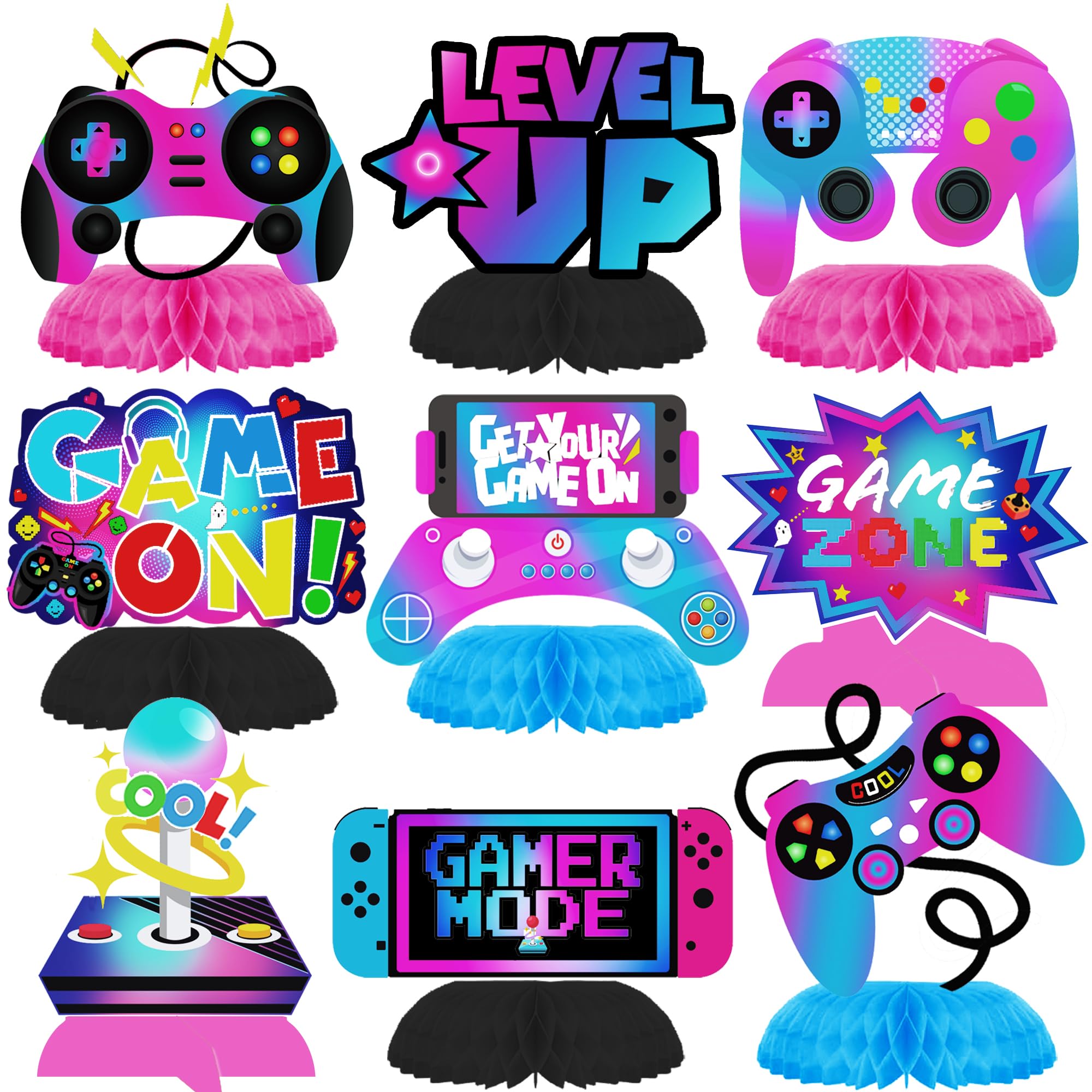 Game Birthday Party AJH3 Honeycomb Centerpieces 11Pcs Video Game ...