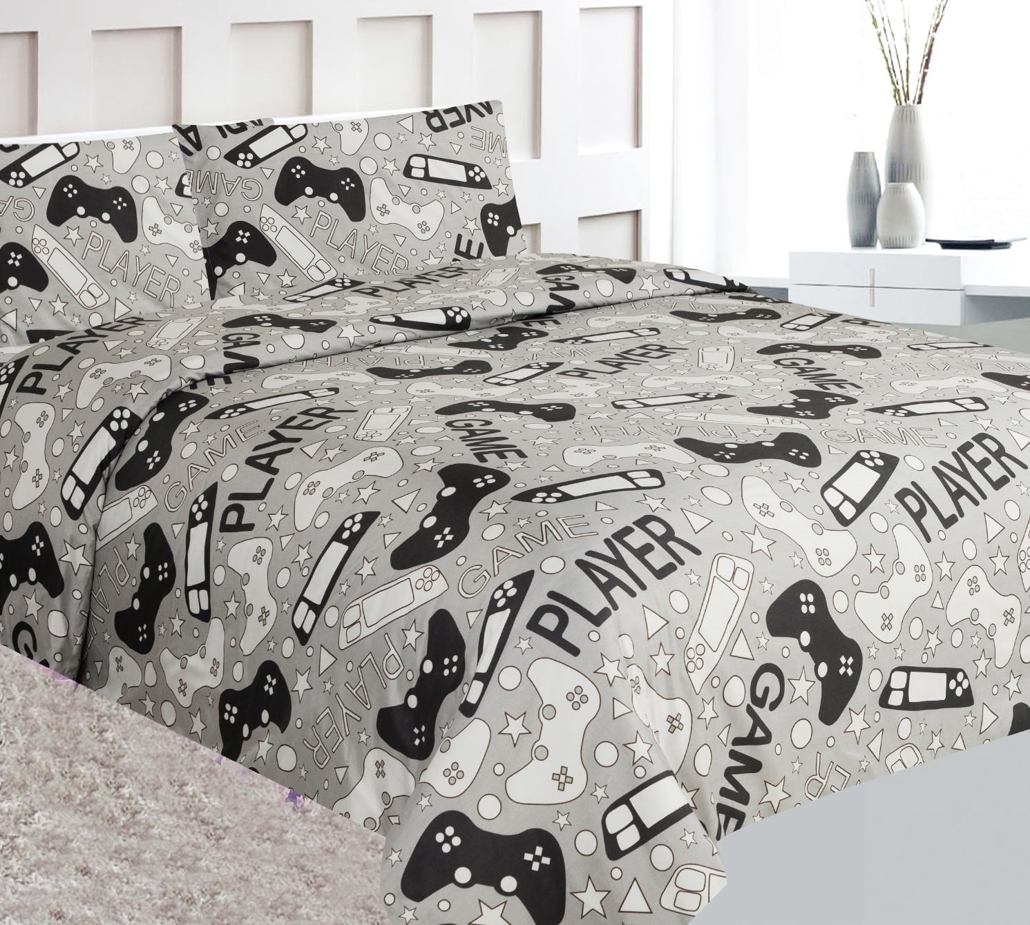 Game Black Player New 4Pc Full Colorful Soft & Vibrant Printed Pattern ...