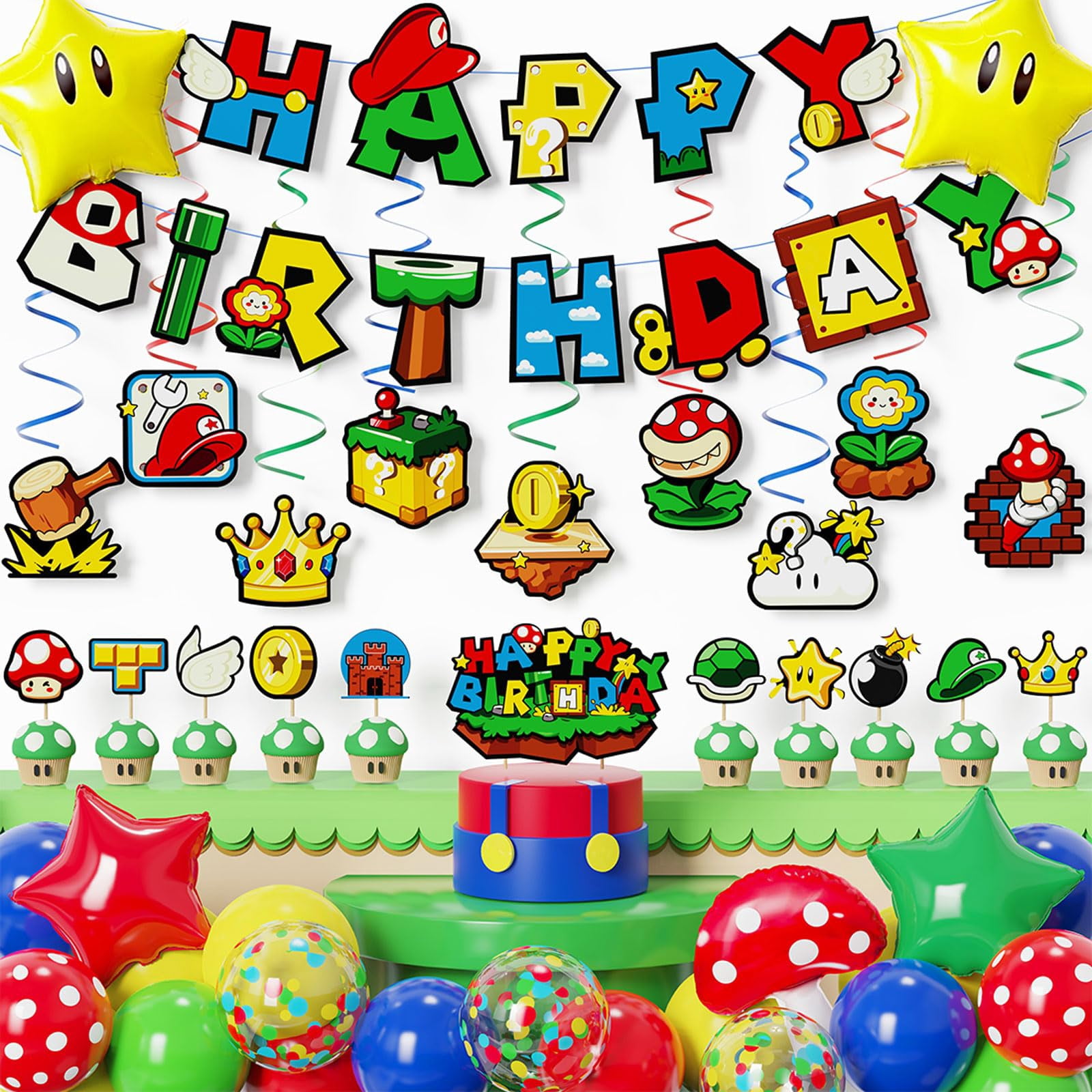 Game Bro Theme Birthday Party Decorations SMRSet, Banner, Balloons ...