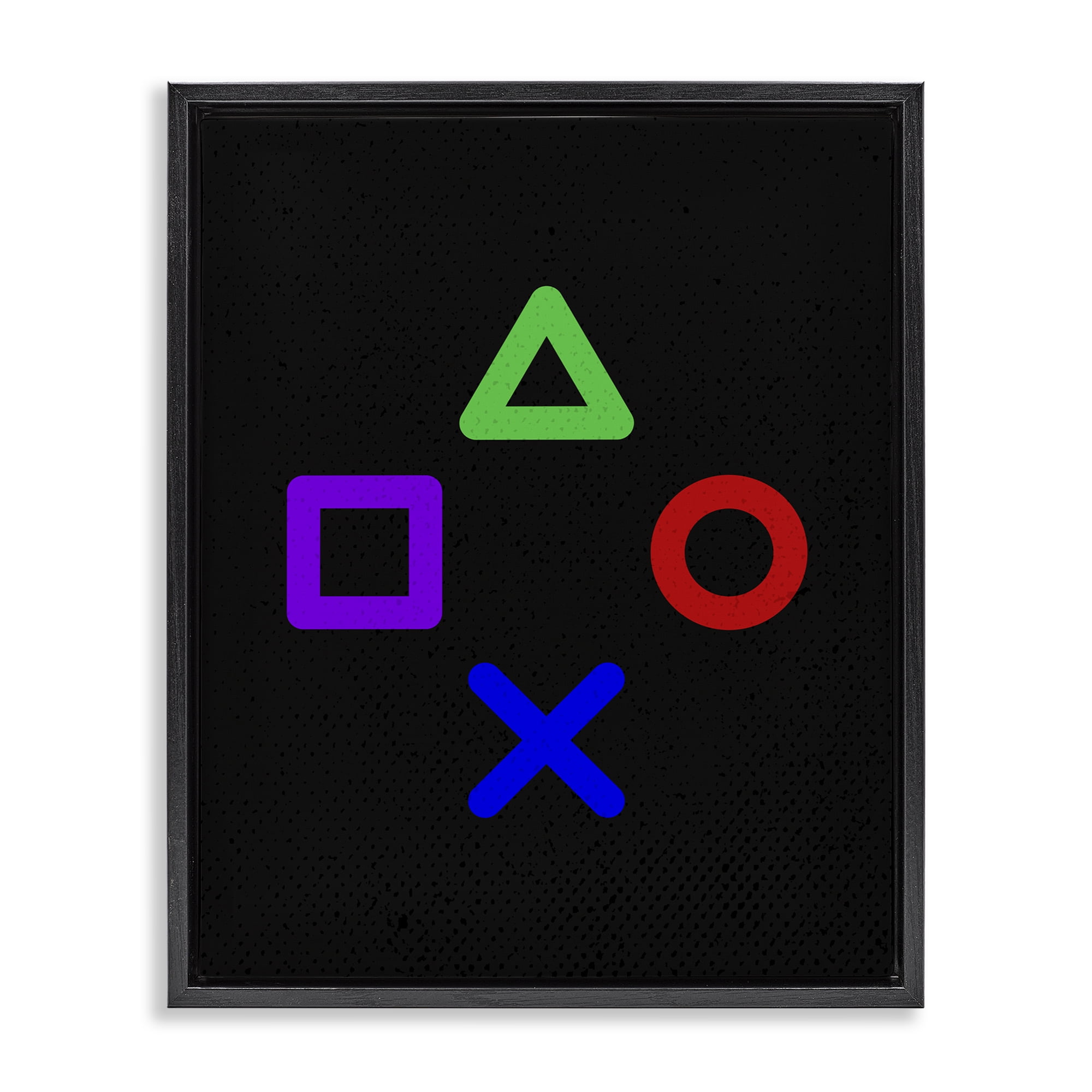 Game Button Shapes Black Framed Floater Canvas Wall Art, design by Kim ...