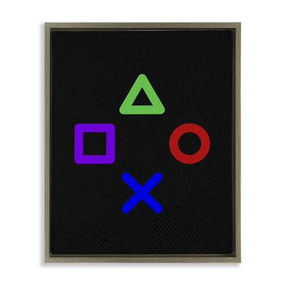 Game Button Shapes Brown Framed Floater Canvas Wall Art, design by Kim ...