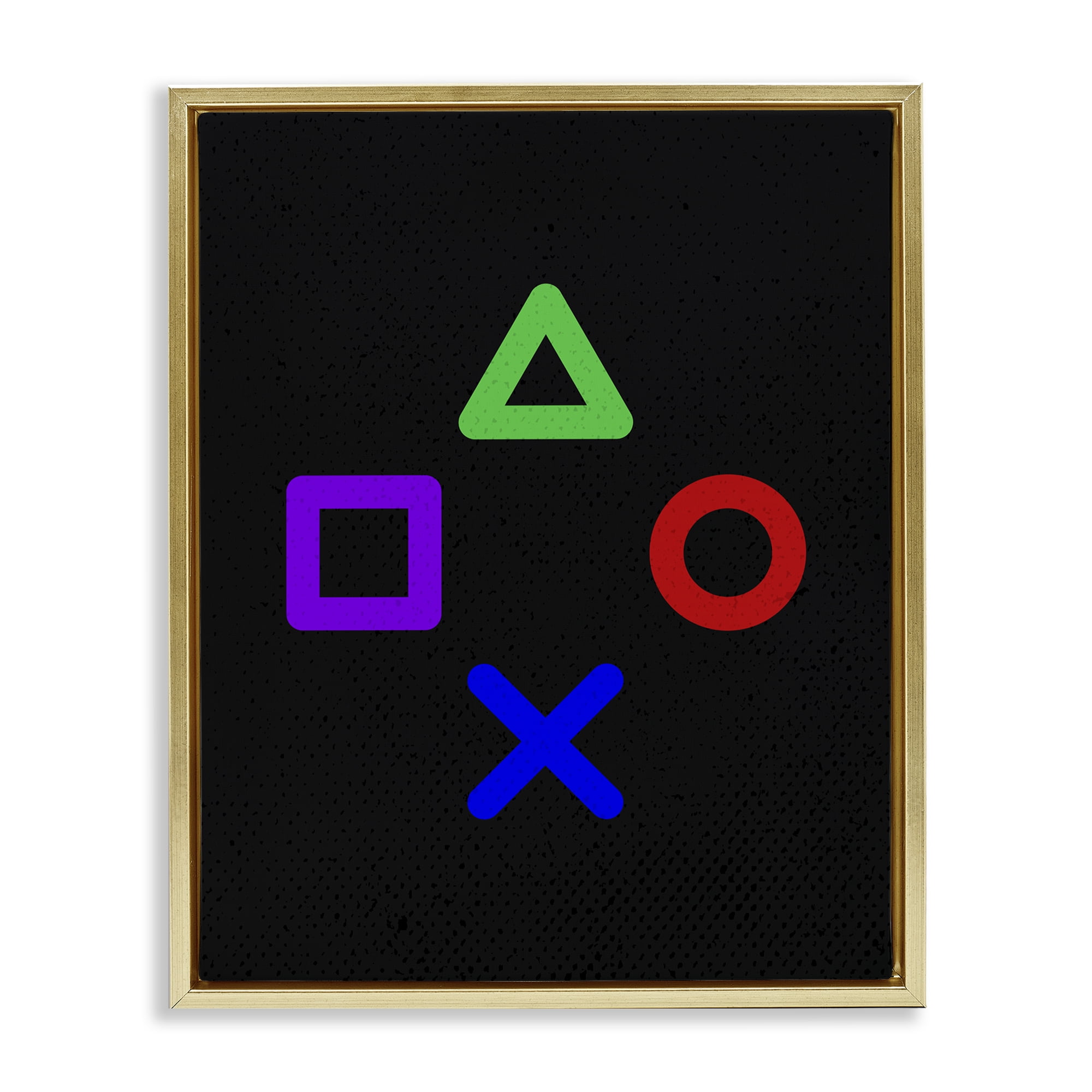 Game Button Shapes Gold Framed Floater Canvas Wall Art, design by Kim ...