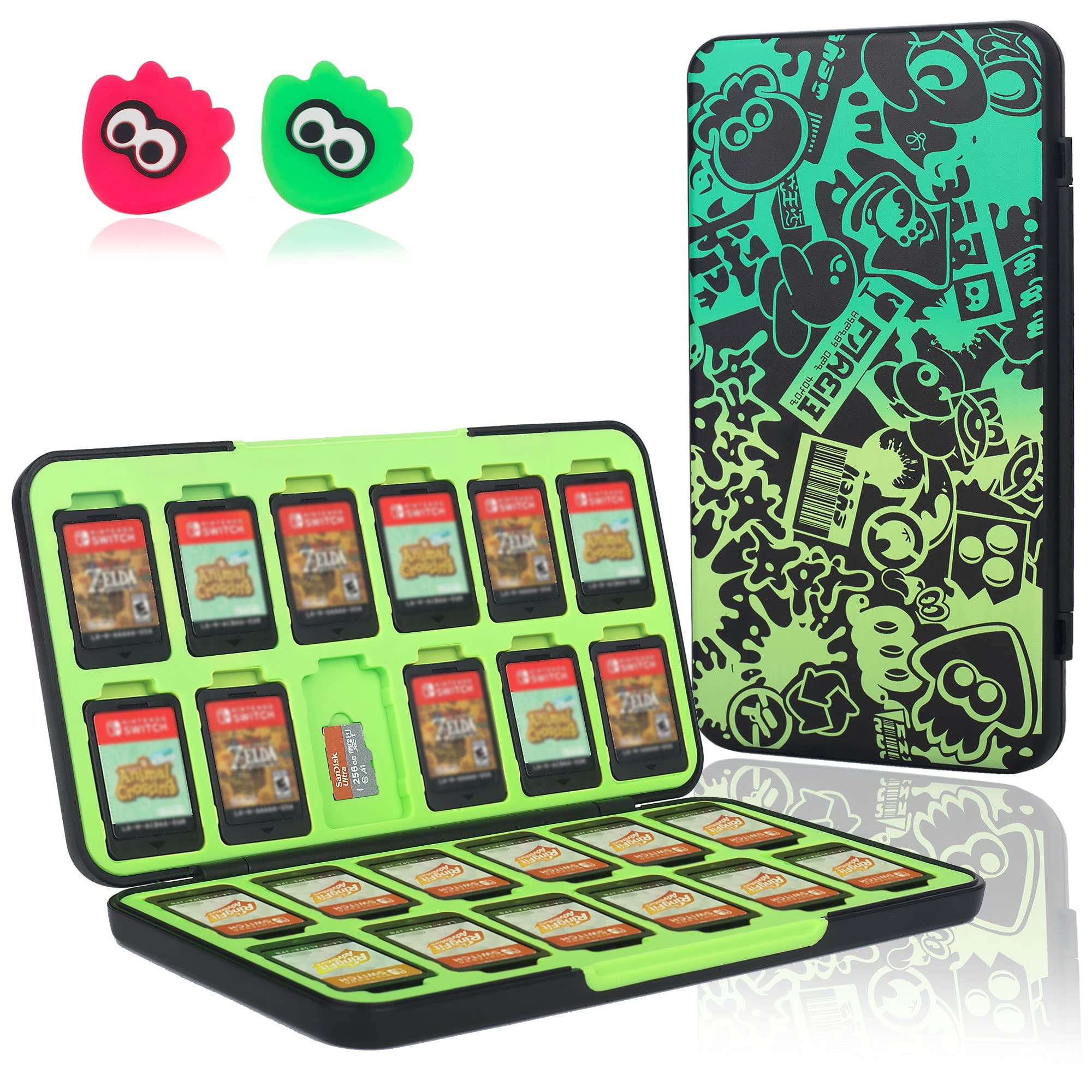 Game Card Storage Case for Nintendo Switch with 2 Joystick Keycaps, 24 ...