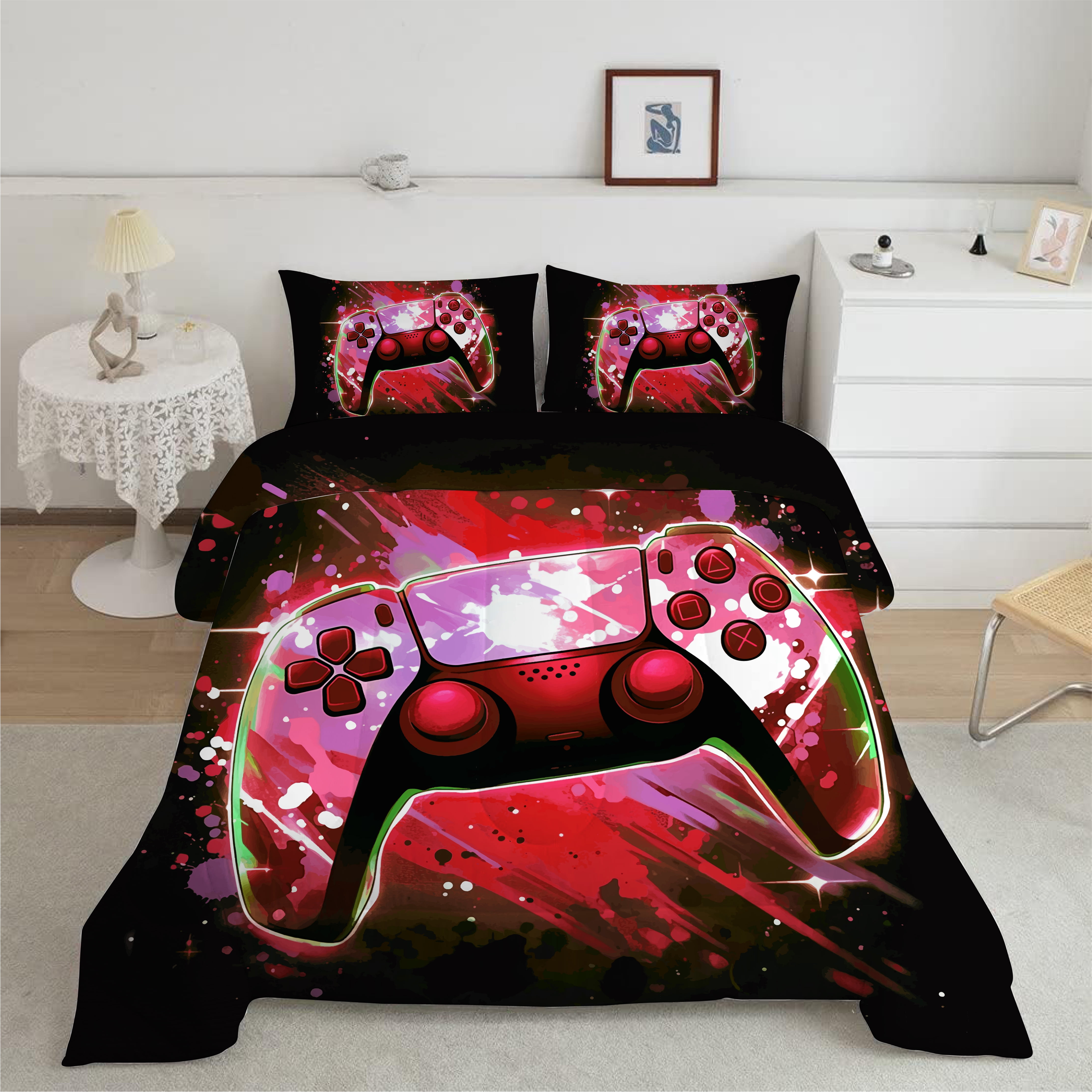Gaming Comforter Set Queen Size for Boys Kids Teens Game Video Gamer Quilt Set Bedroom Decor ...