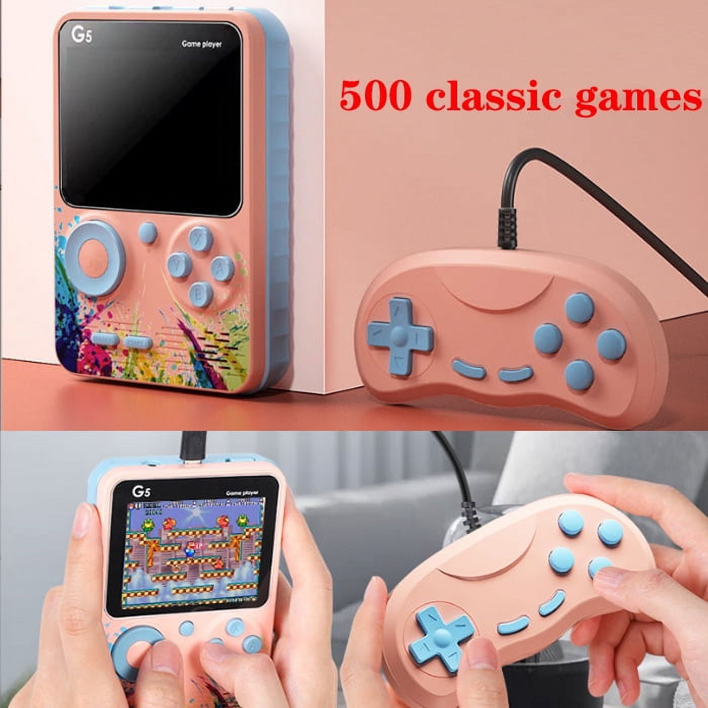 Game Console 500 Classic Games LCD Color Screen 2-player Game Toys ...