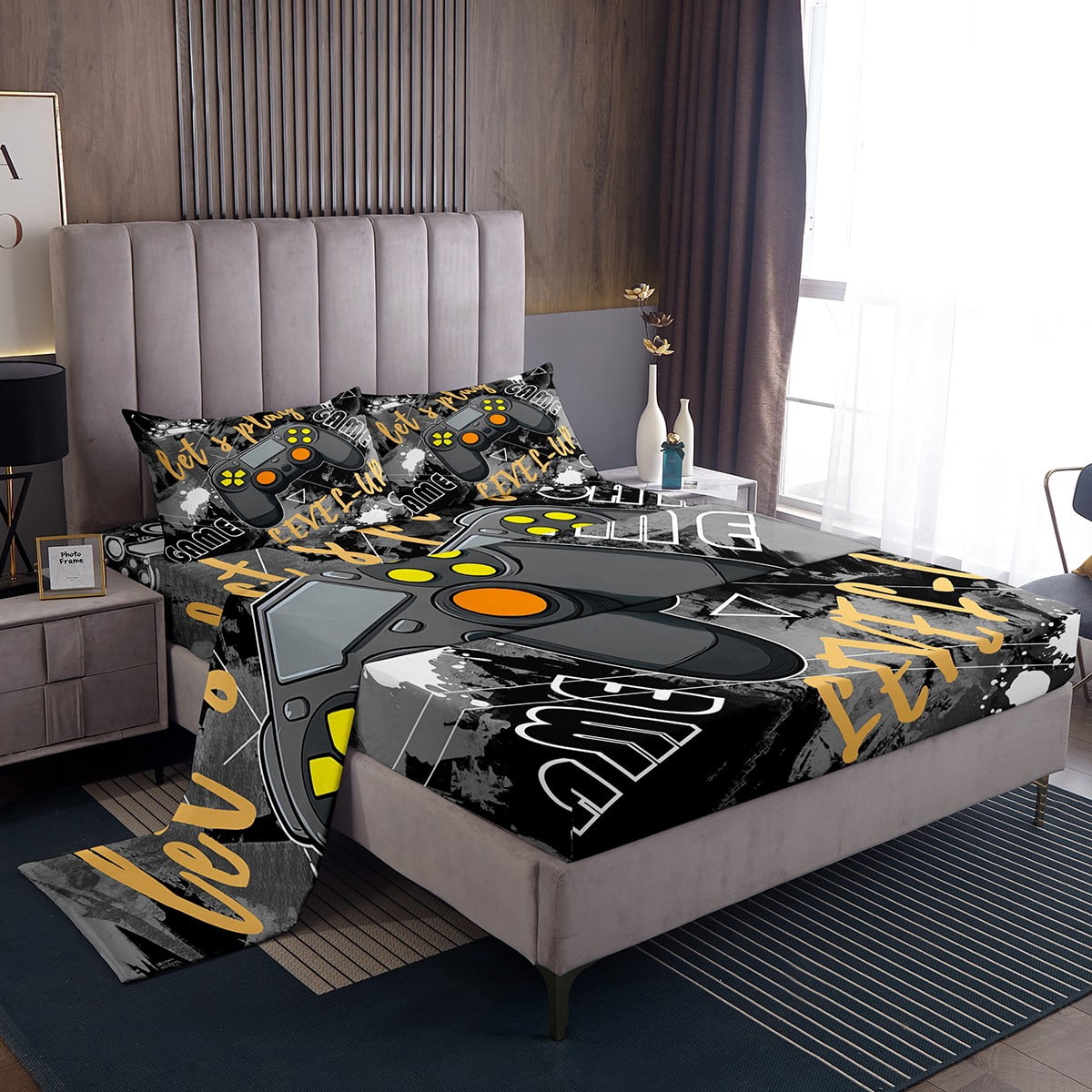 Game Console Bed Sheets Set for Boys Girls Kids Gaming Sheet Set King ...