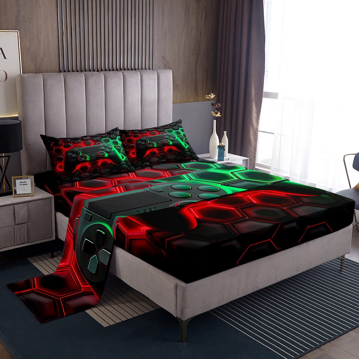 Game Console Bed Sheets Set Full for Boys Girls Kids Space Universe ...