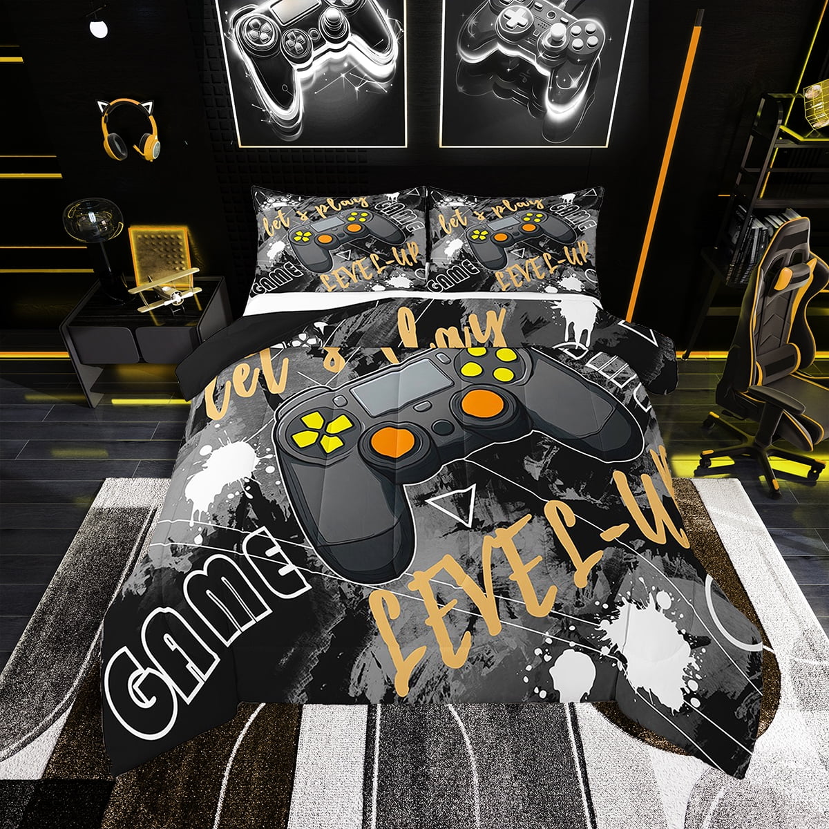 Game Console Comforter Set Gaming Bedding Full Geometric Bedding ...
