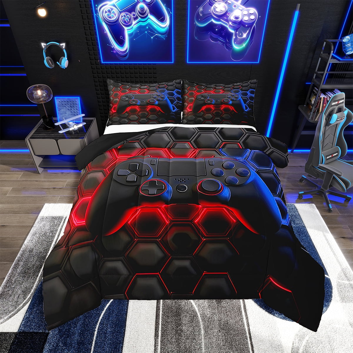 Game Console Comforter Set Full Space Universe Gaming Bedding Video ...